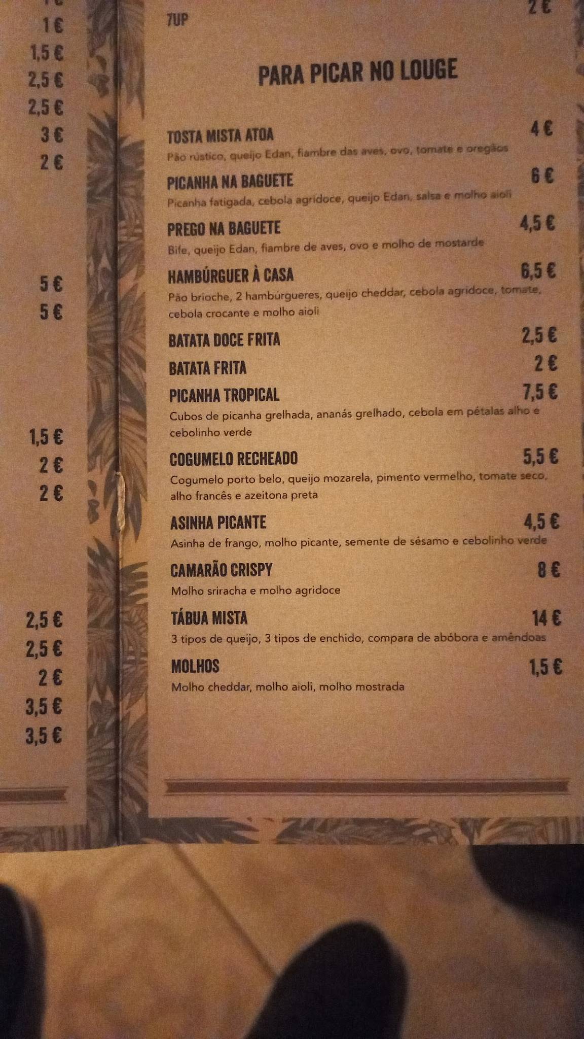 Menu em À Toa Restaurante e Lounge, Fernão Ferro
