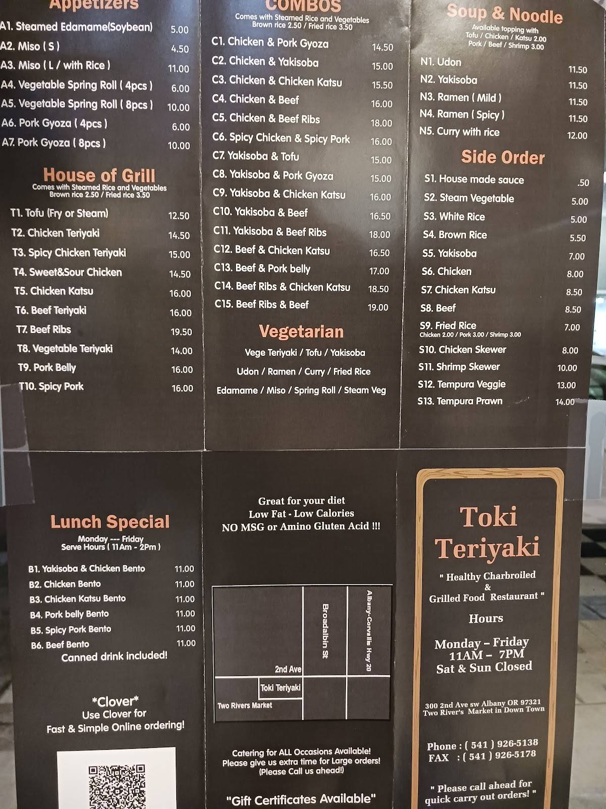 Menu at K Teriyaki restaurant, Albany