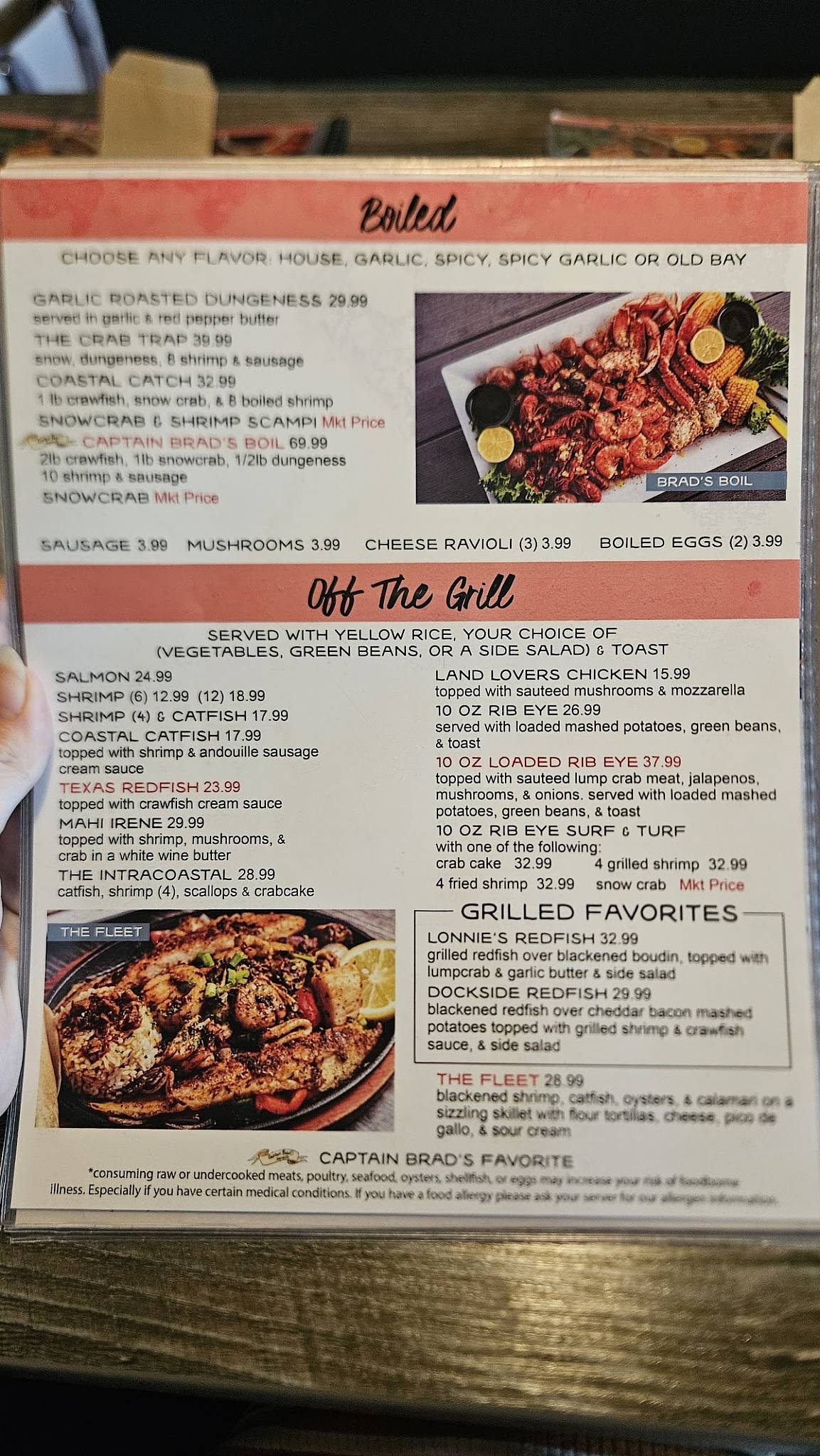Menu at Captain Brad's Coastal Kitchen restaurant, Tomball
