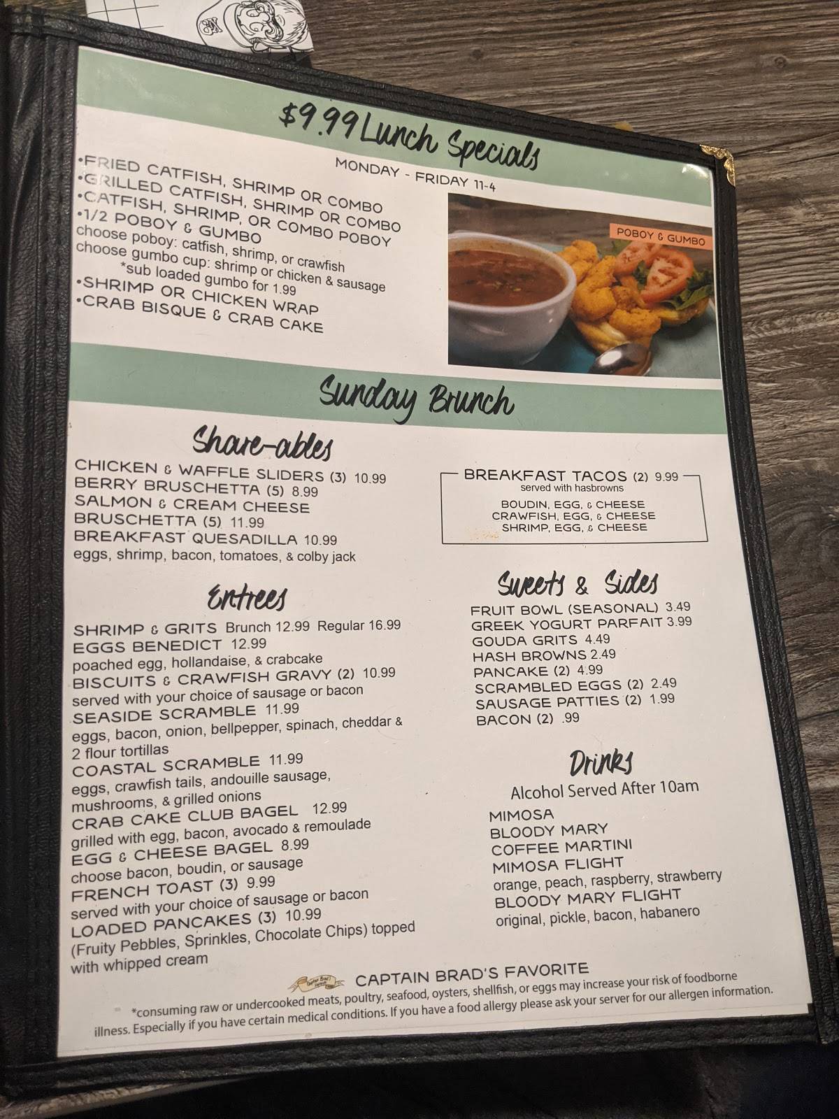 Menu at Captain Brad's Coastal Kitchen pub & bar, Tomball