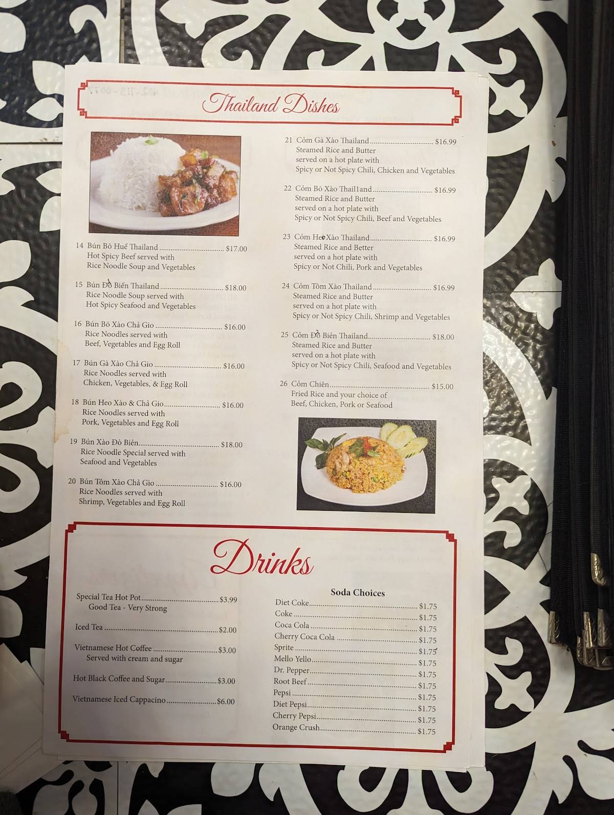 Menu at Tommy Angel Restaurant Pho, Nebraska City