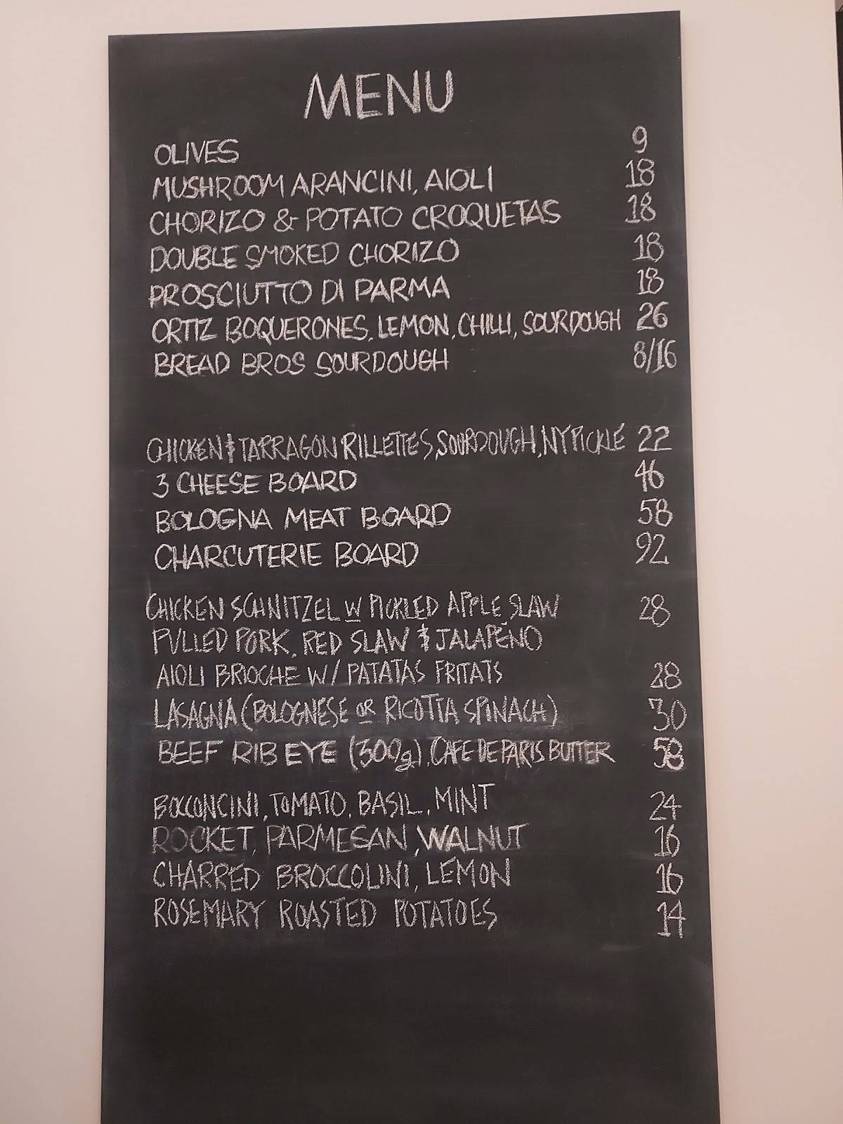 Menu at Tom's Providore & Wine Bar, Perth
