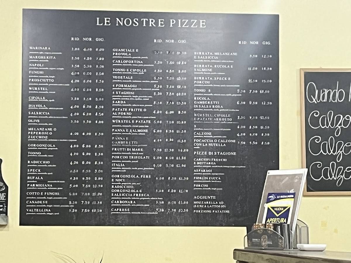 Menu da Tonio's Pizza ristorante, Sanluri