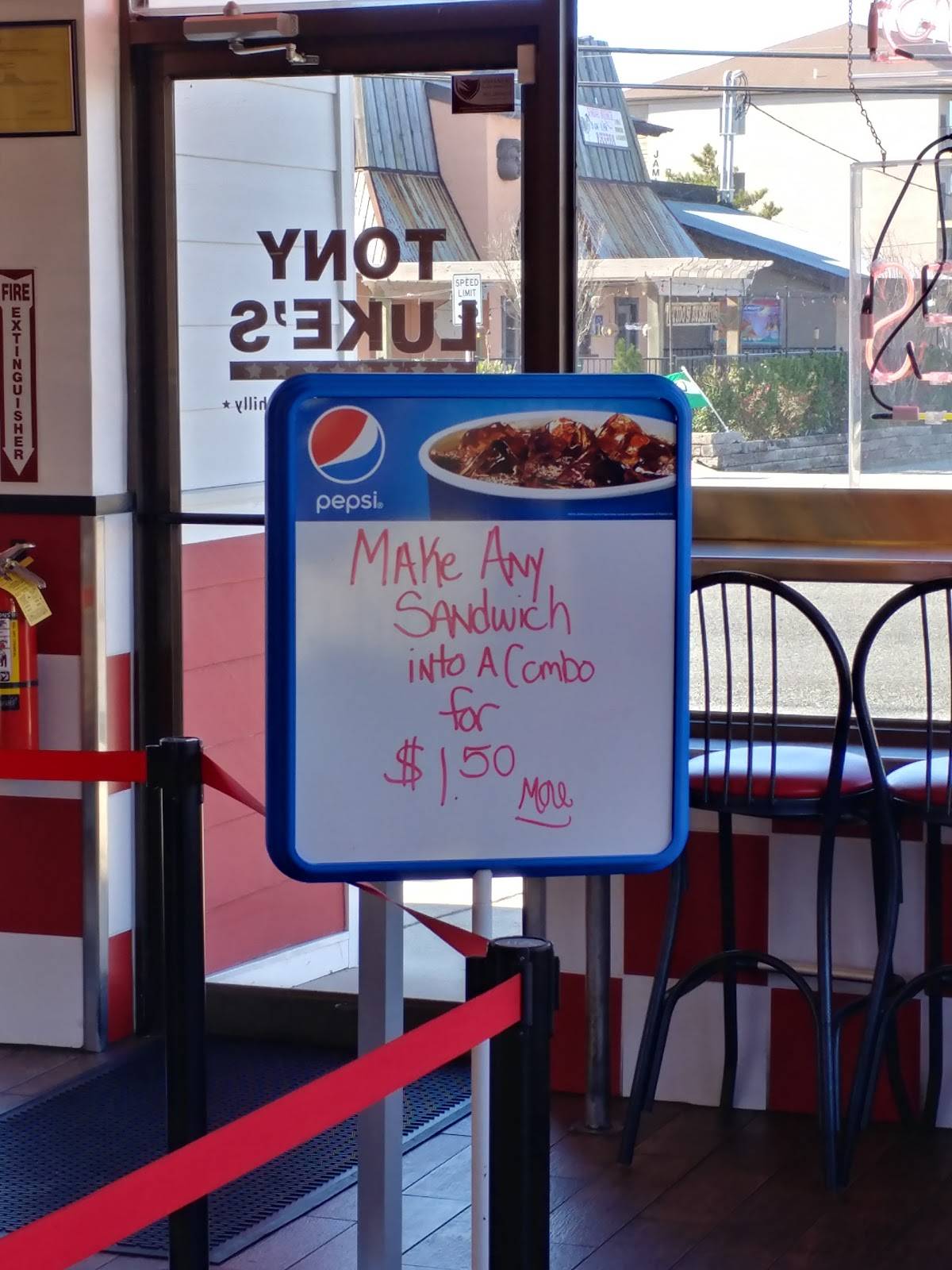 Menu at Tony Luke's restaurant, Ocean City, 3324 Coastal Hwy