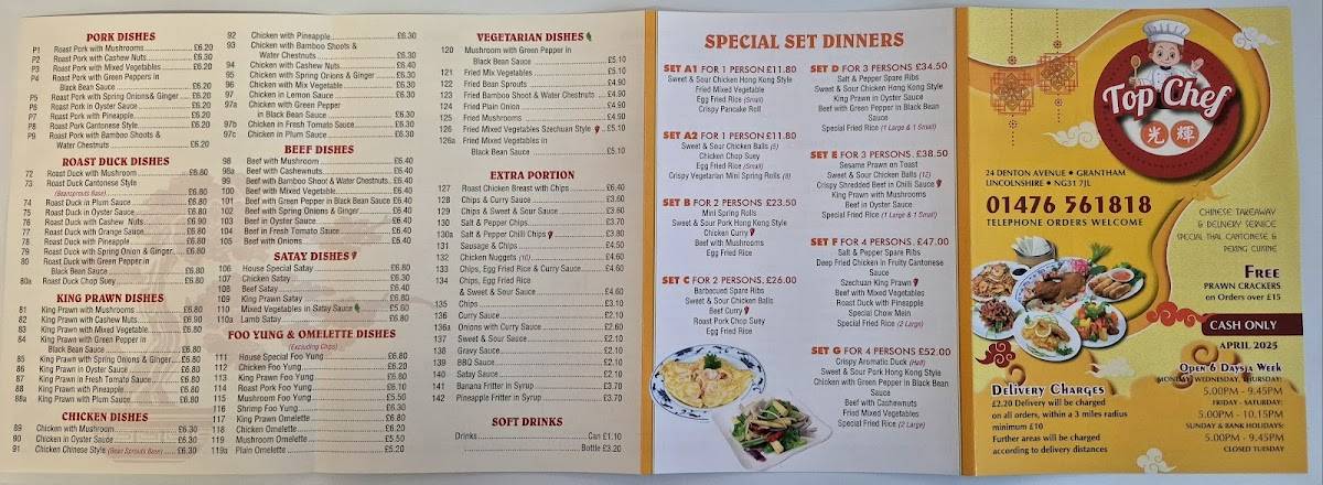 Menu at Top Chef - Chinese Takeaway - Grantham restaurant, Grantham