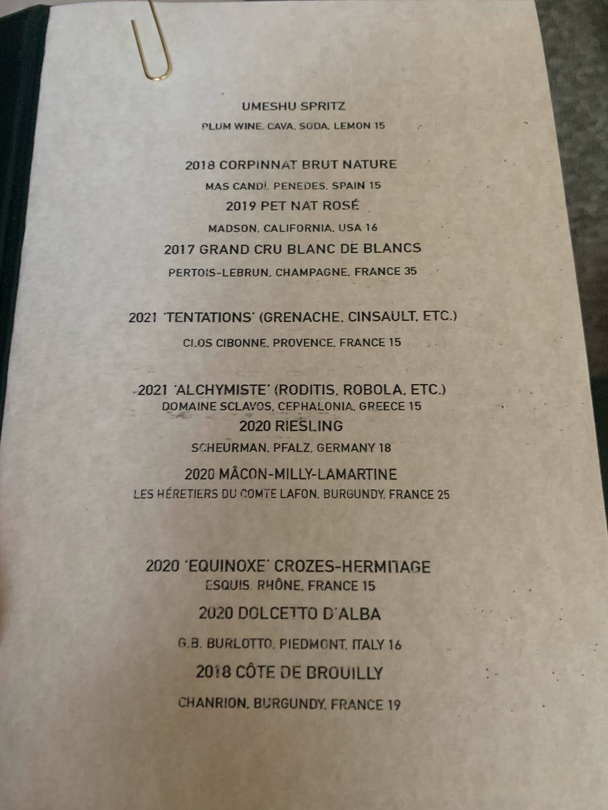 Menu at Restaurant 20 Victoria, Toronto
