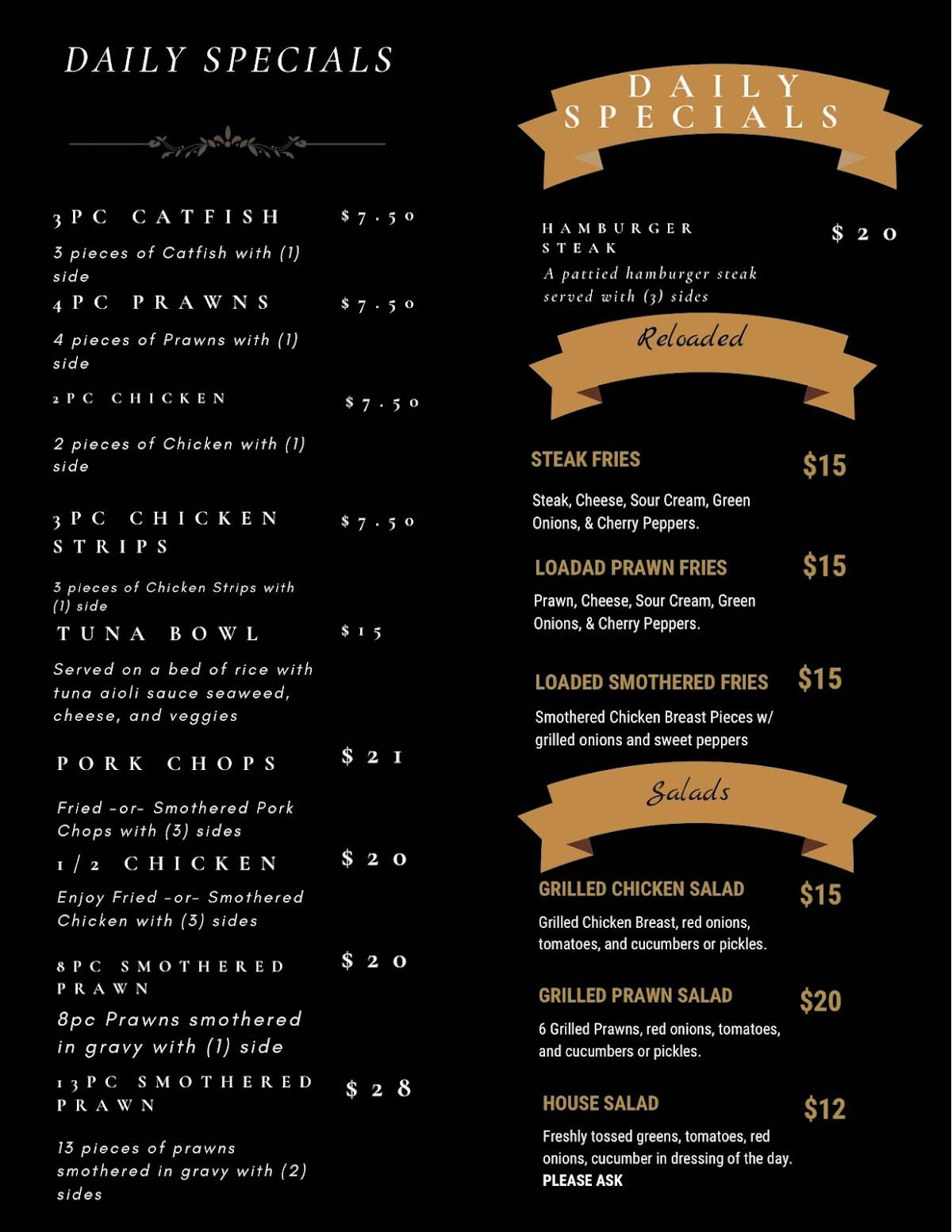 Menu at Touch of Soul restaurant, Emeryville