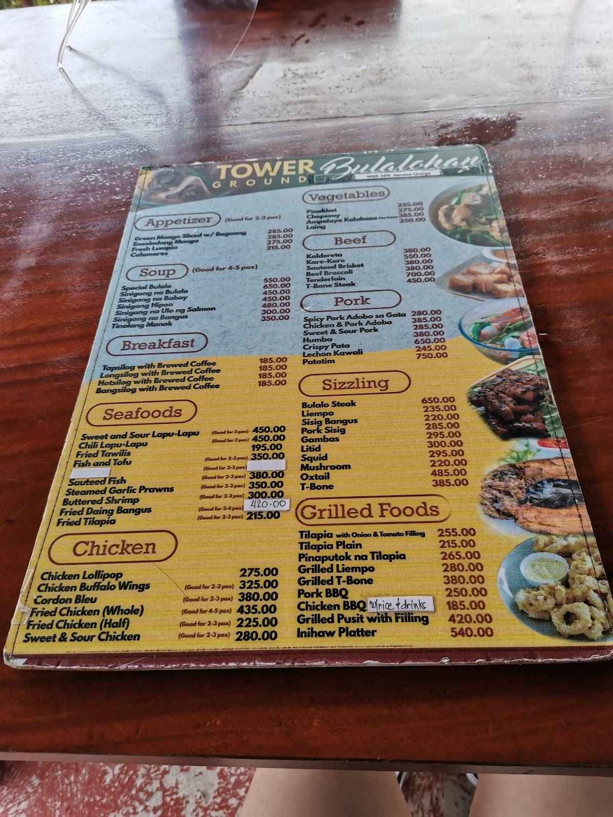 Carta del restaurante Tower Ground Bulalohan, Tagaytay, 4X32+3X8