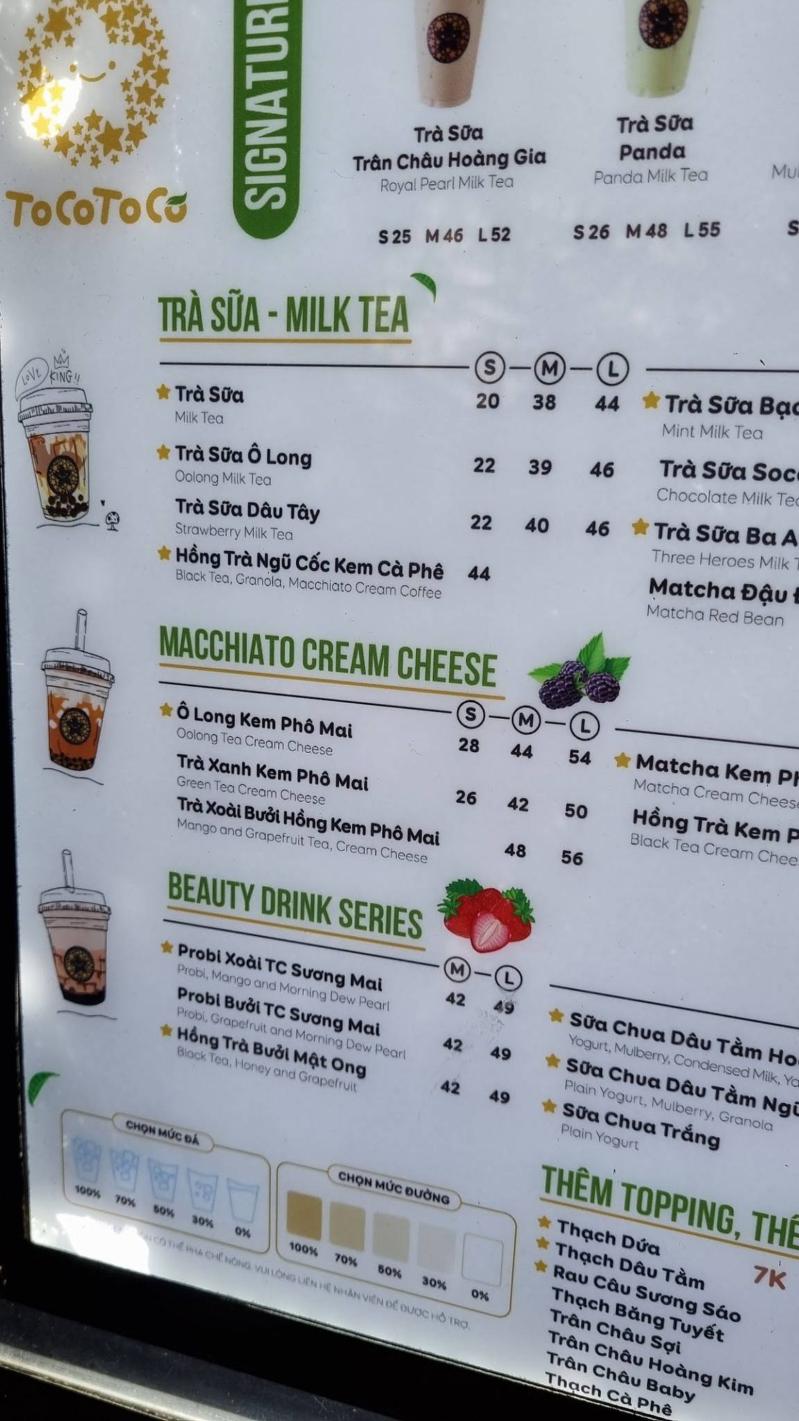 Menu at Trà Sữa ToCoToCo Đào Tấn, Hanoi, 94 P. Đào Tấn