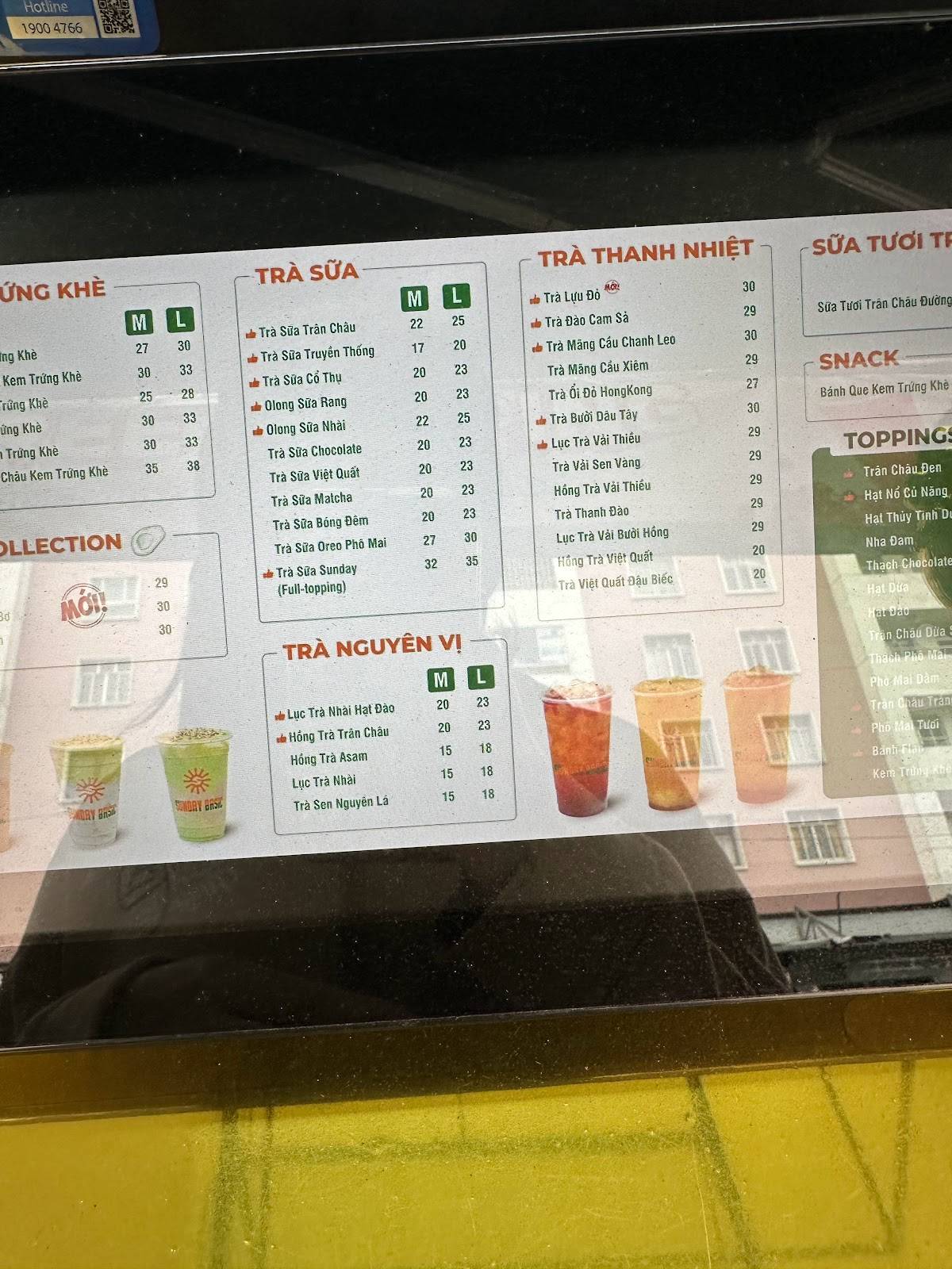 Menu at Trà sữa Sunday Basic - Nguyễn Biểu, Ho Chi Minh City