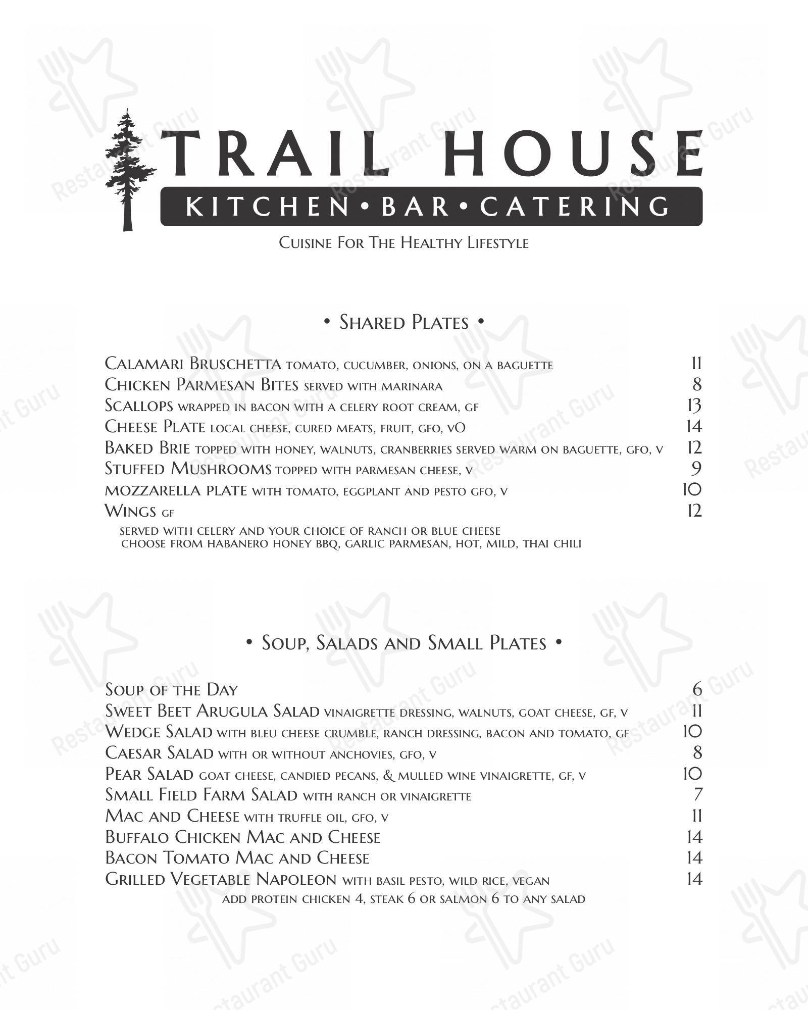 Menu at Trail House Kitchen & Bar, North Adams