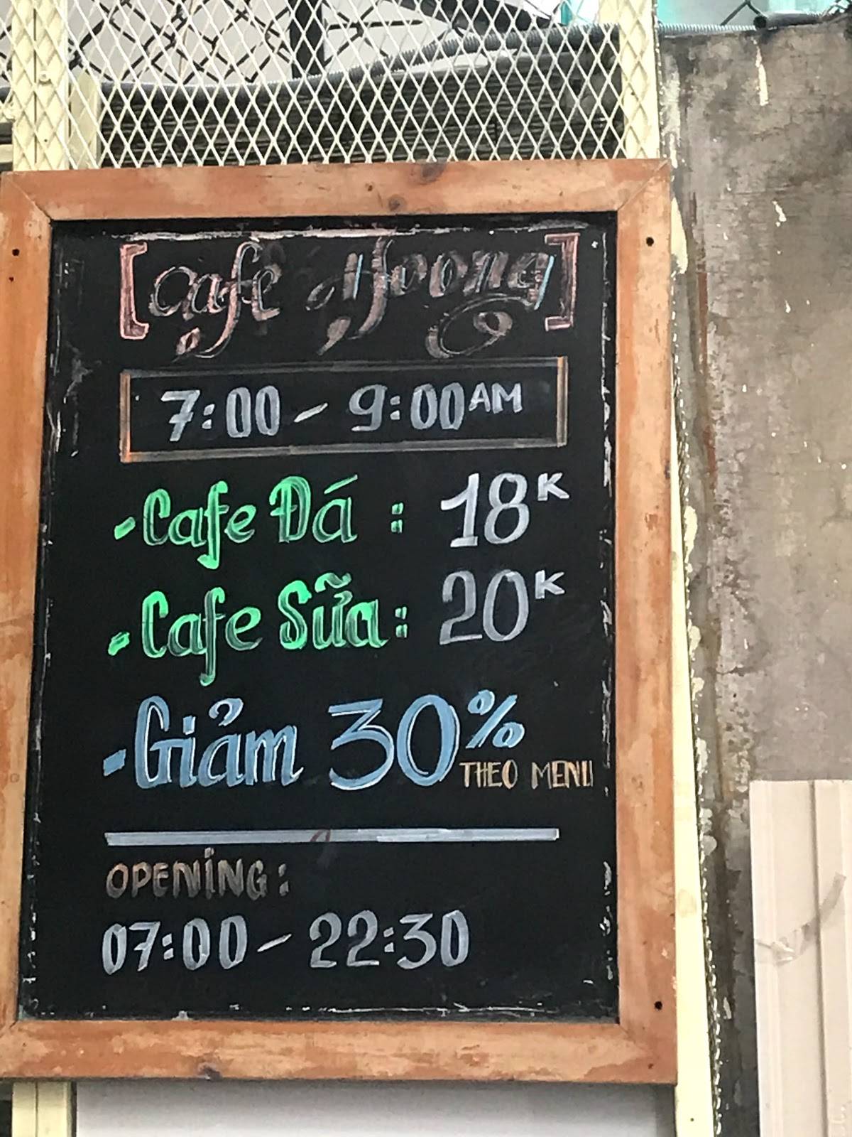 Menu at Tram Coffee Shop cafe, Ho Chi Minh City, 111 Đ. Nguyễn Phi Khanh