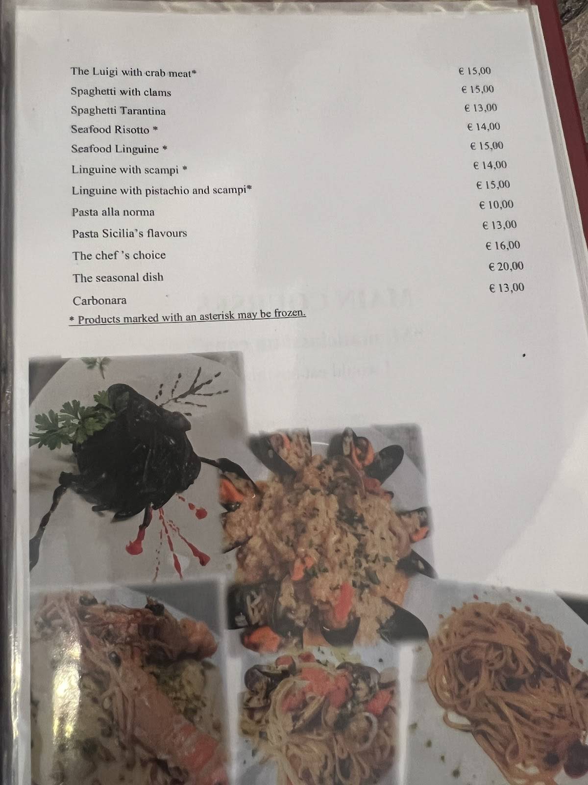 Menu da Trattoria Serafino I° di Serafino Luigi ristorante, Catania