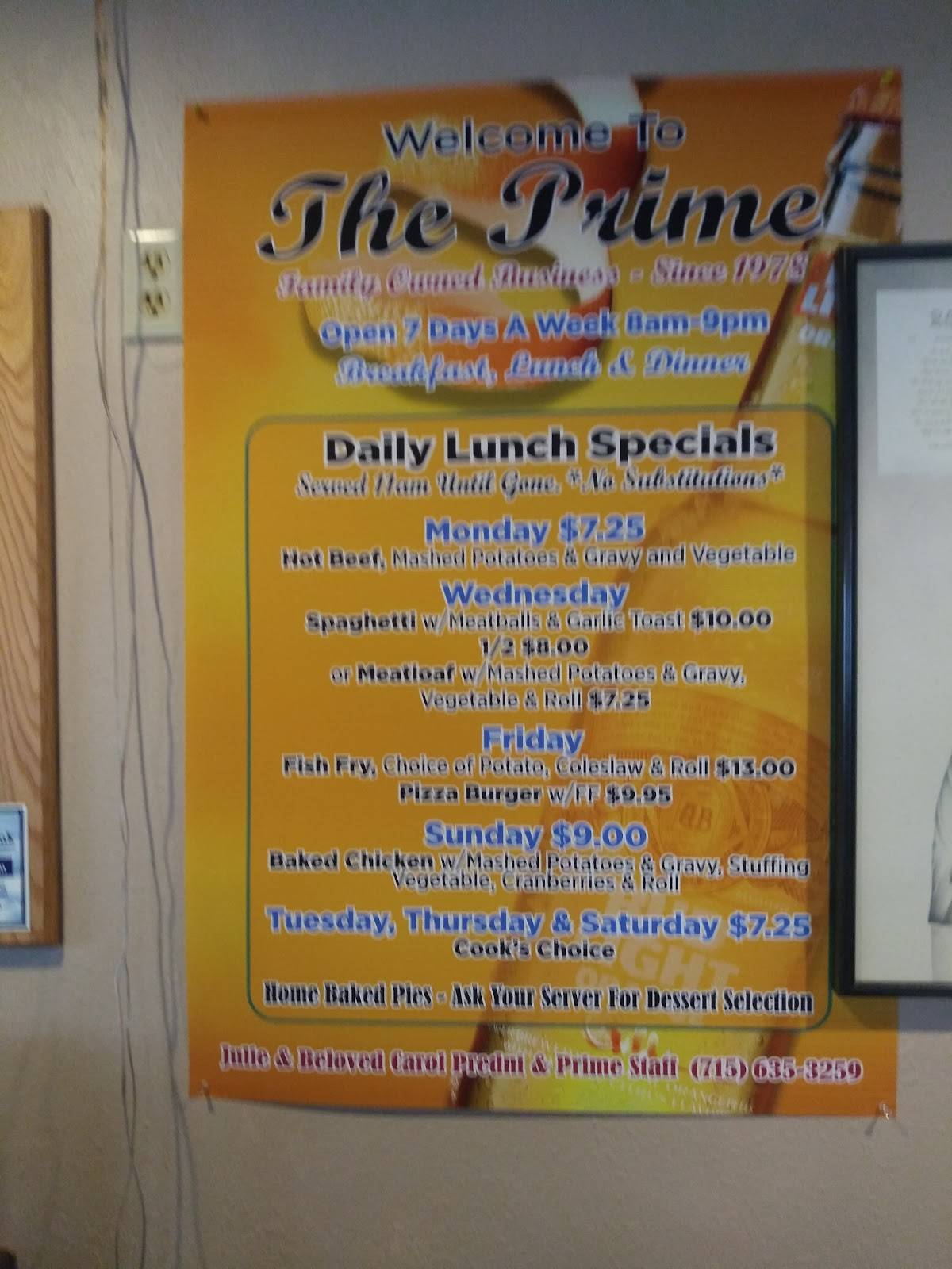 Menu at The Prime Bar and Family Dining, Trego