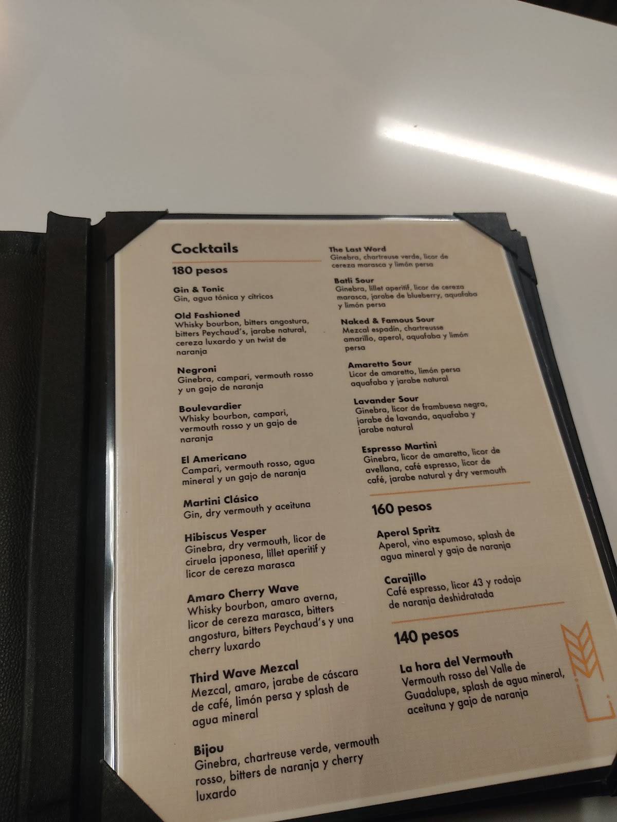 Carta del restaurante Trigo Salvaje, Mexicali