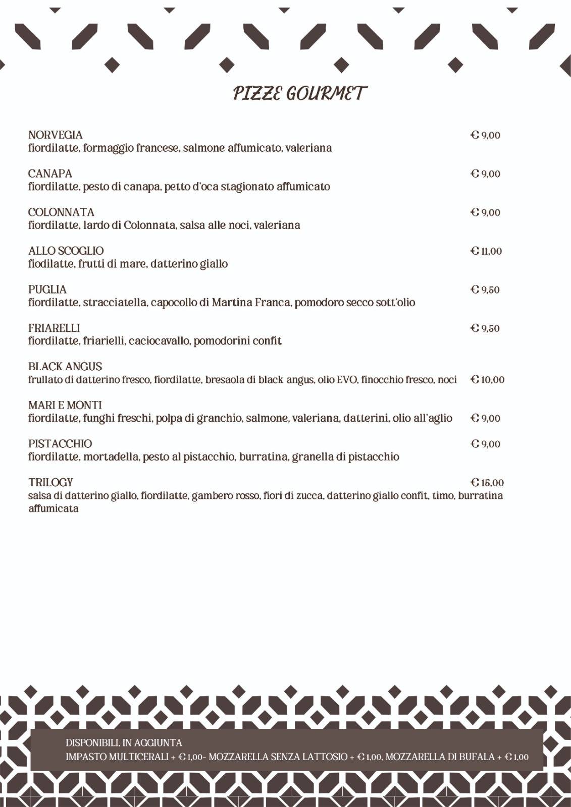 Carta del restaurante Trilogy di Armando Paciulli, Casamassima