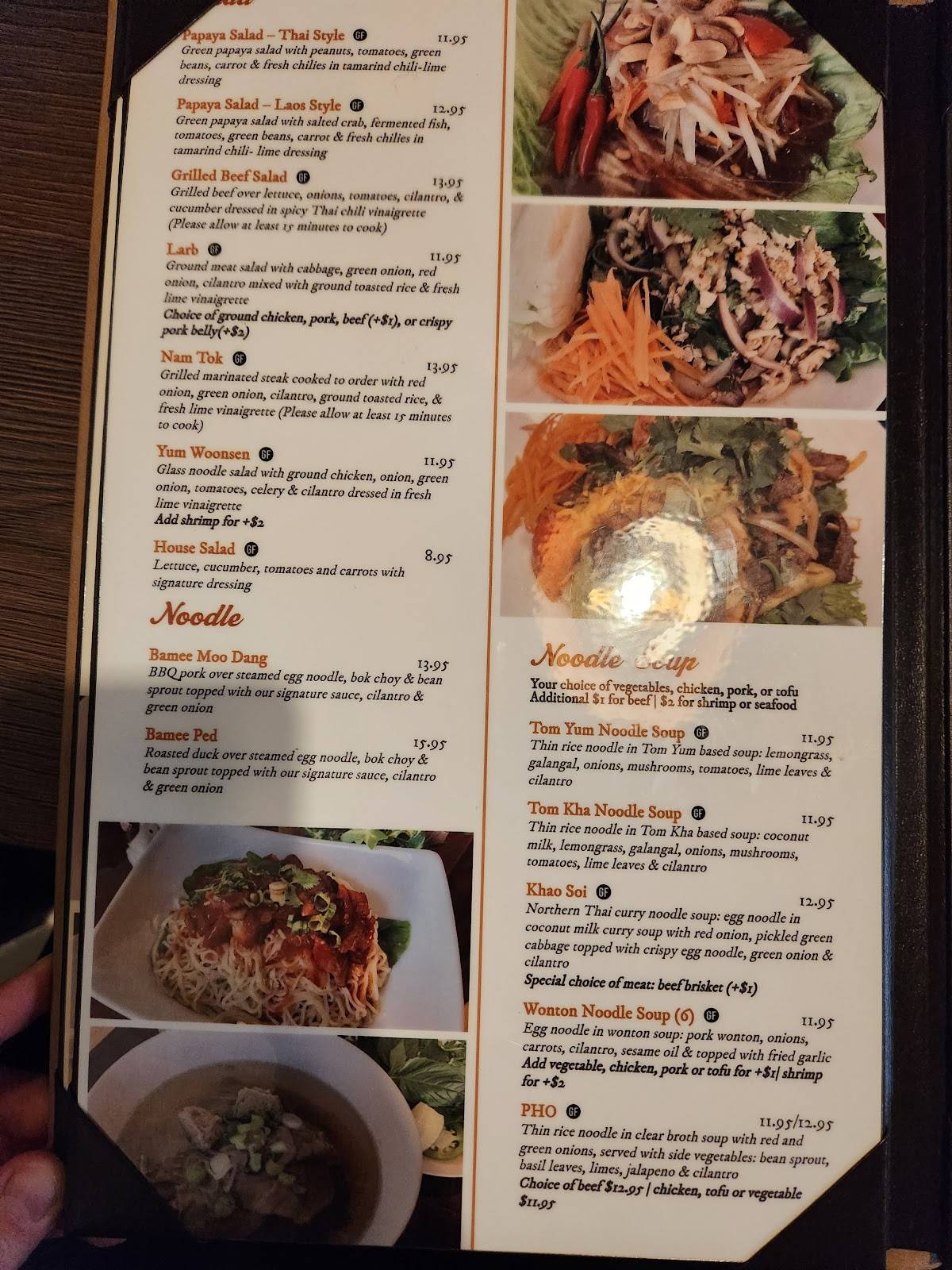 Menu at Thai Taste restaurant, Trophy Club