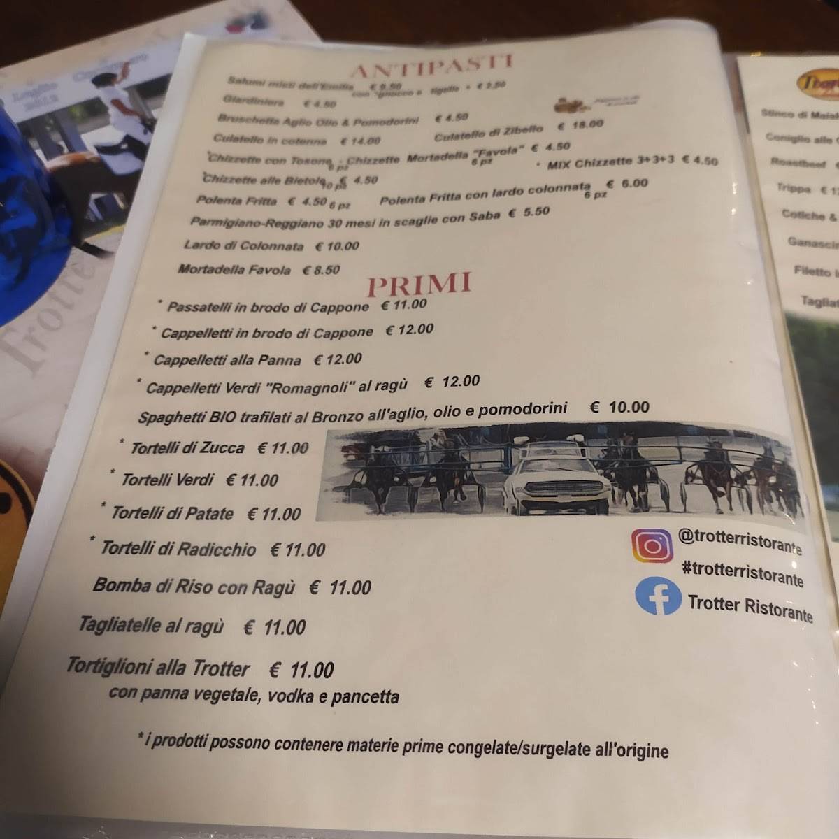 Menu at Trotter Ristorante, Montechiarugolo