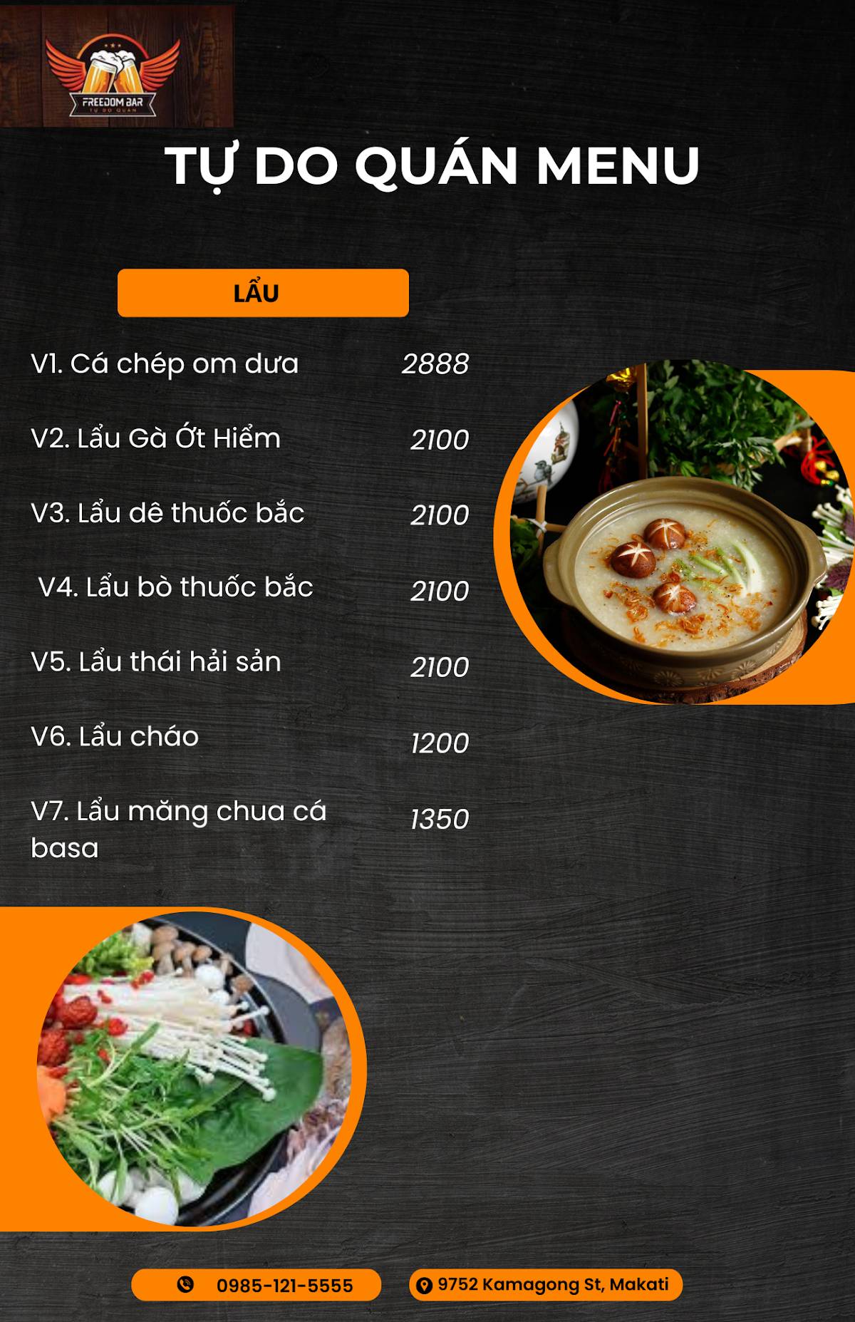 Menu at Tu Do Quan - Freedom Bar, Makati
