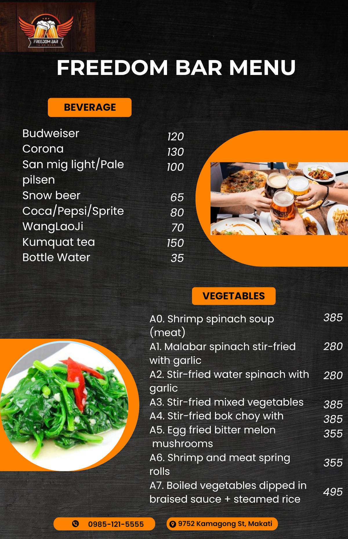 Menu at Tu Do Quan - Freedom Bar, Makati