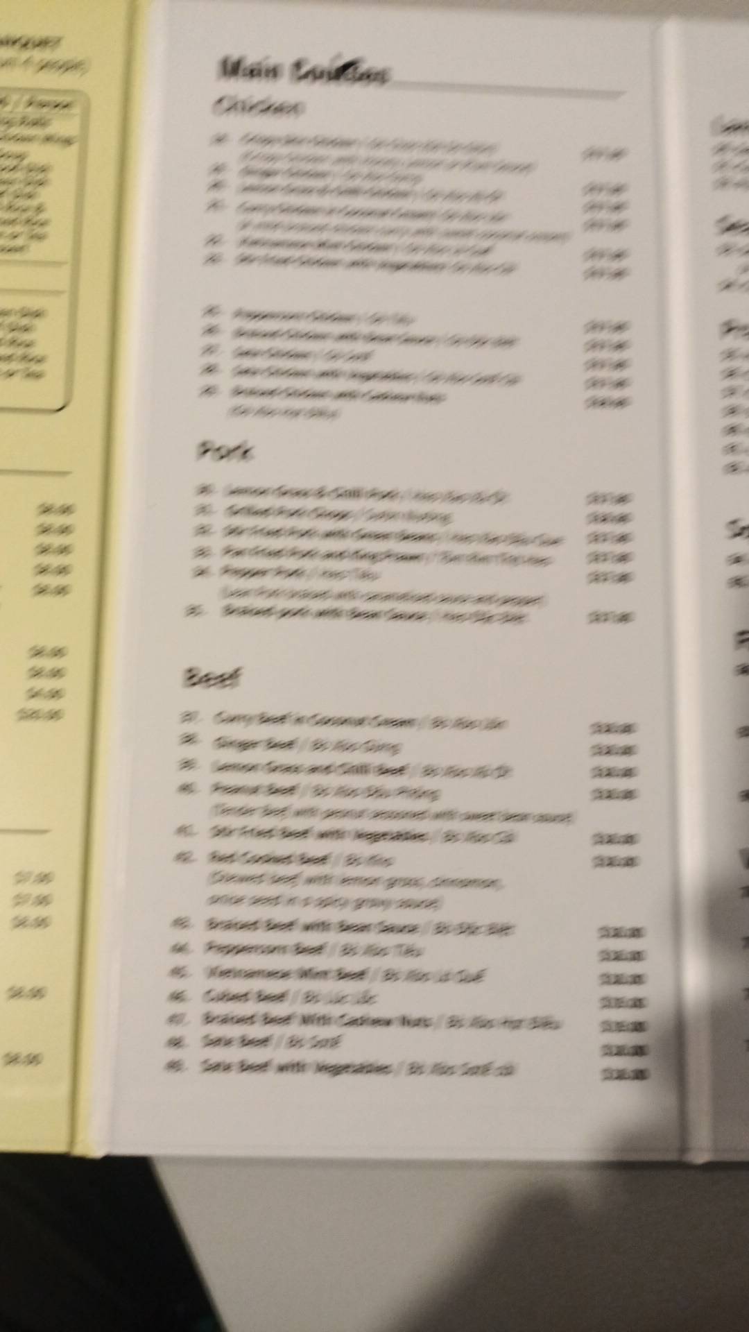Menu at Tu Do Vietnamese Restaurant, O'Connor