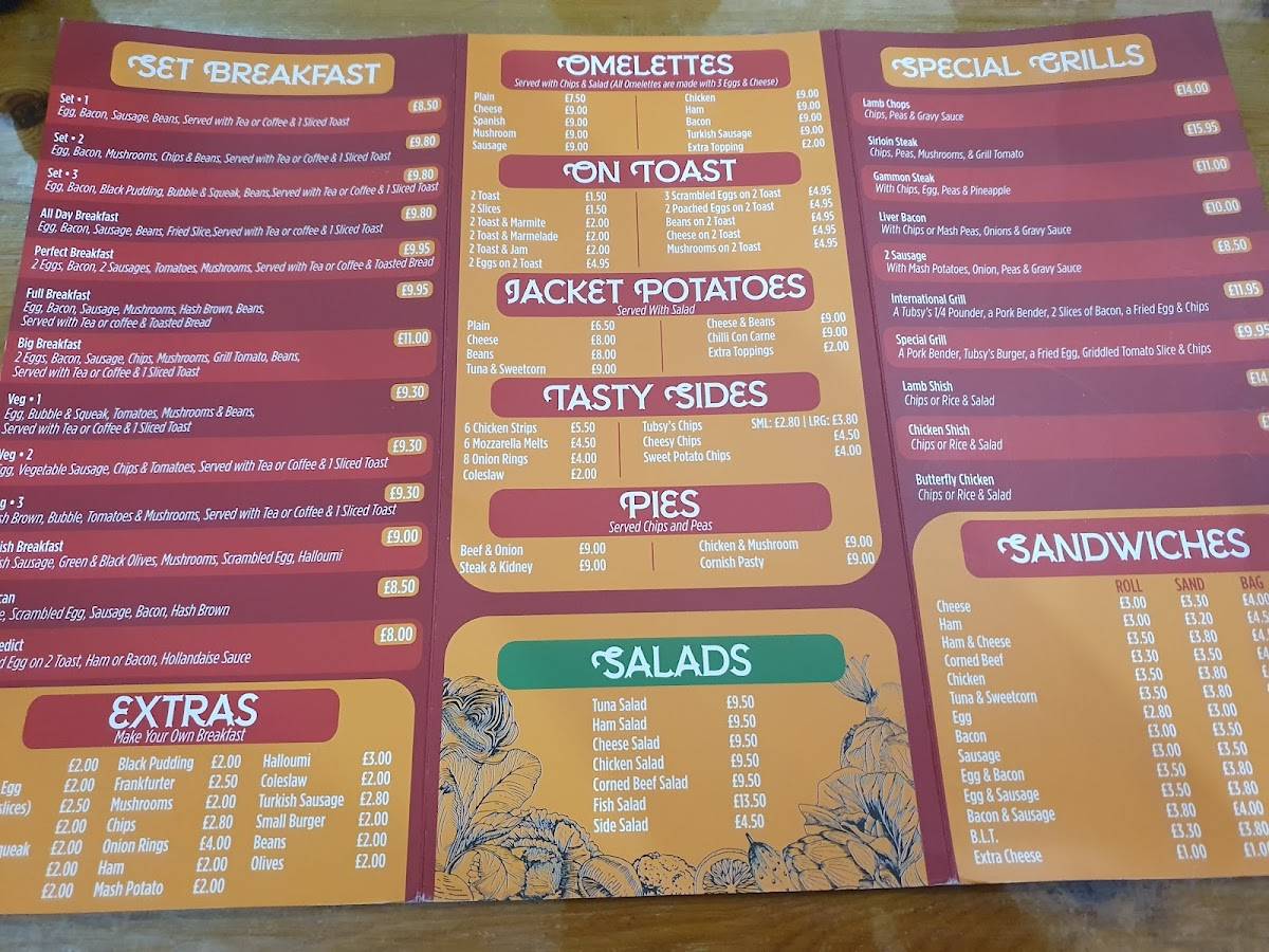 Menu at Tubsy's Grill & Fish and Chips restaurant, Poole