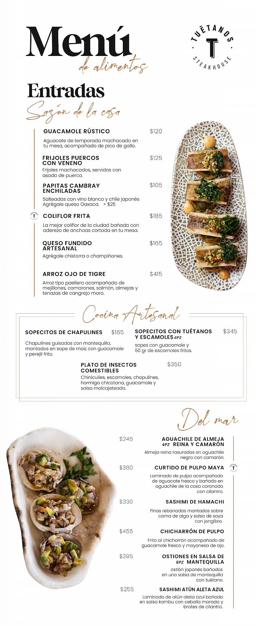 Carta del restaurante Tuétanos, Saltillo