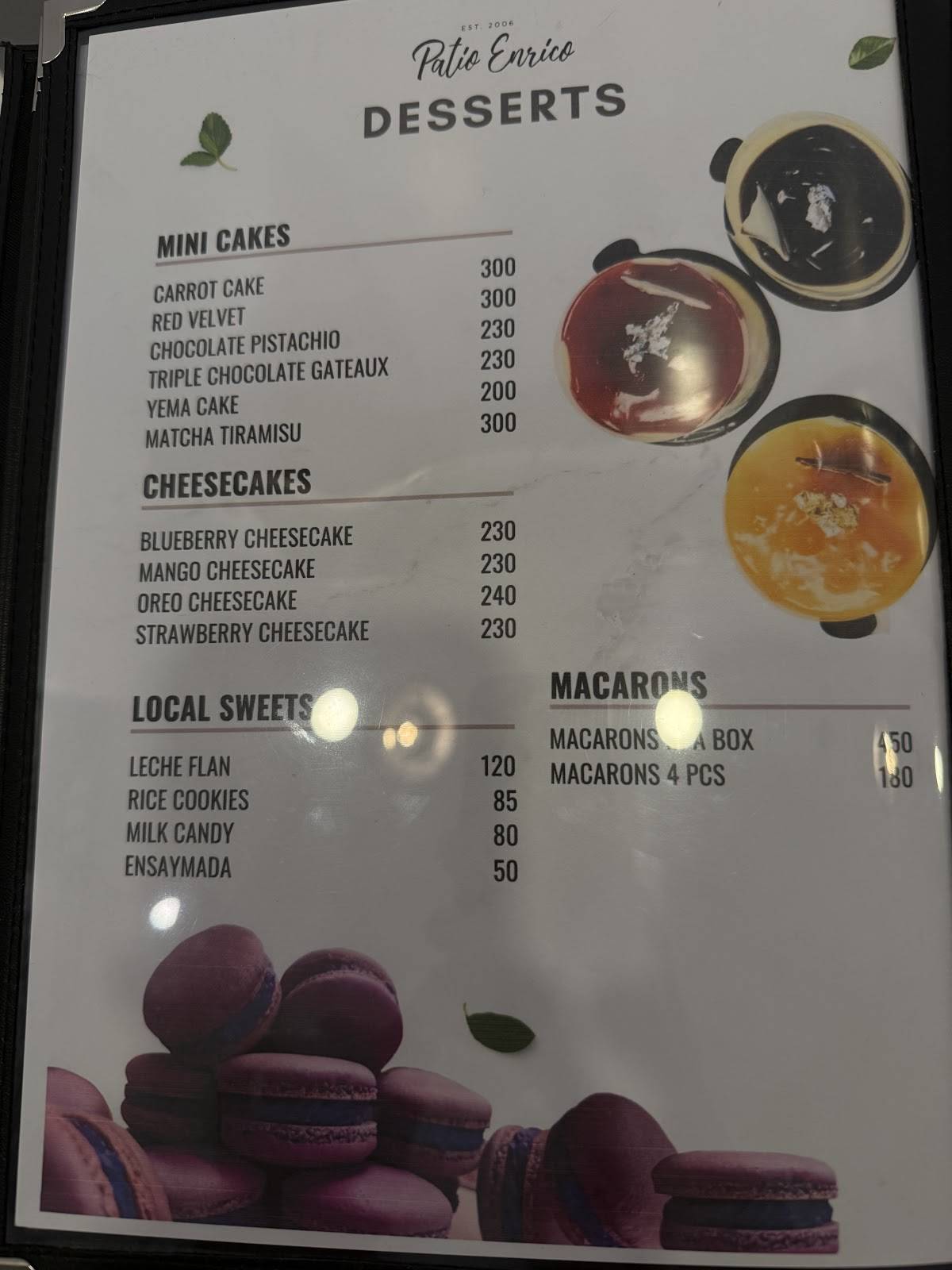 Menu at Patio Enrico restaurant, Tuguegarao City, 12 1