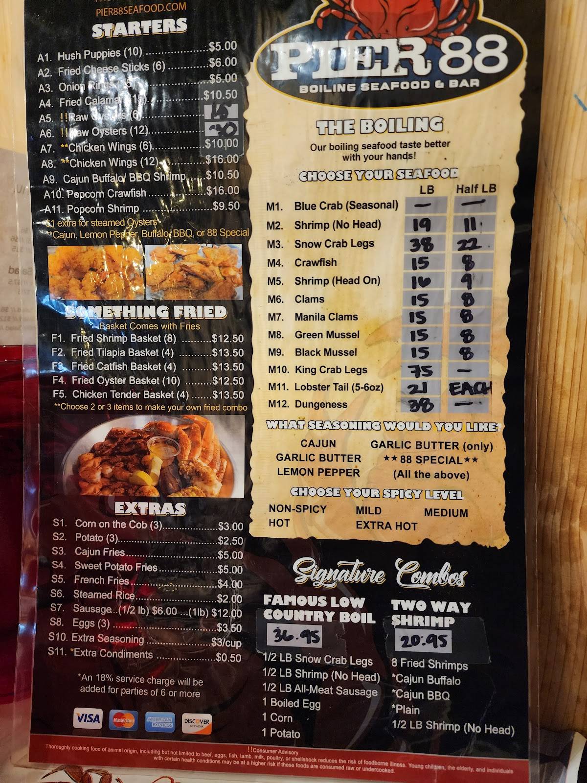 Menu at Pier 88 Boiling Seafood & Bar Tukwila, Tukwila