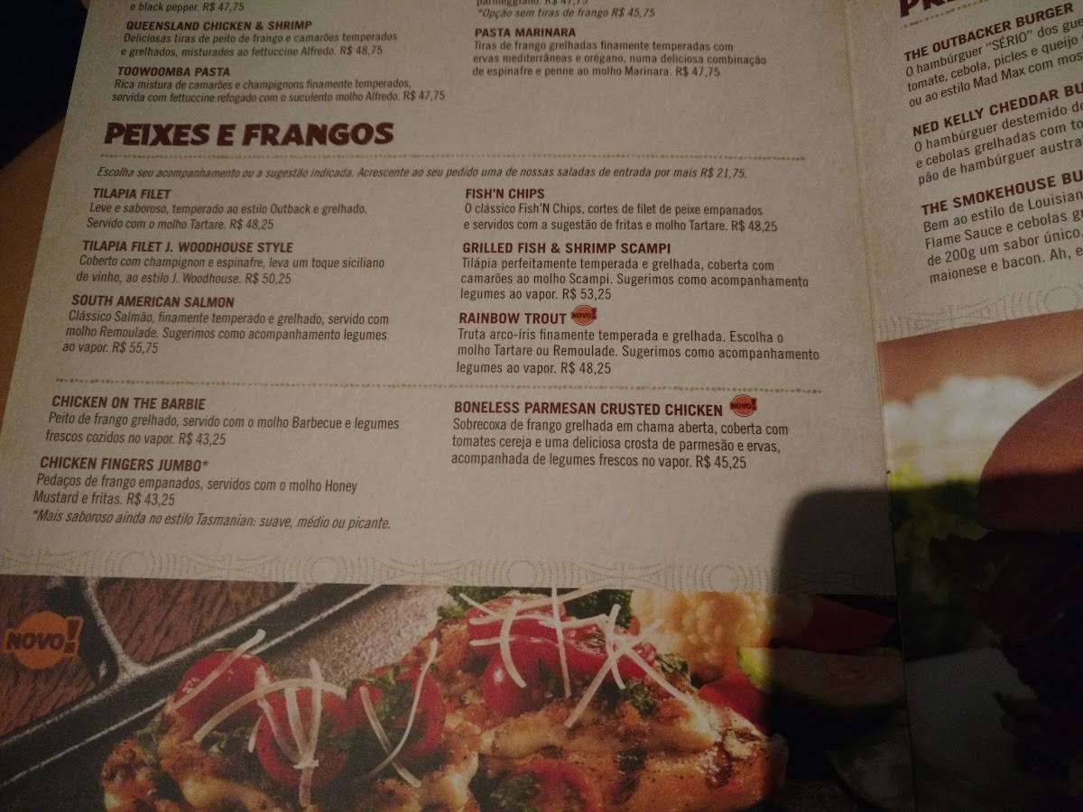 Menu em Outback Steakhouse, Uberlândia