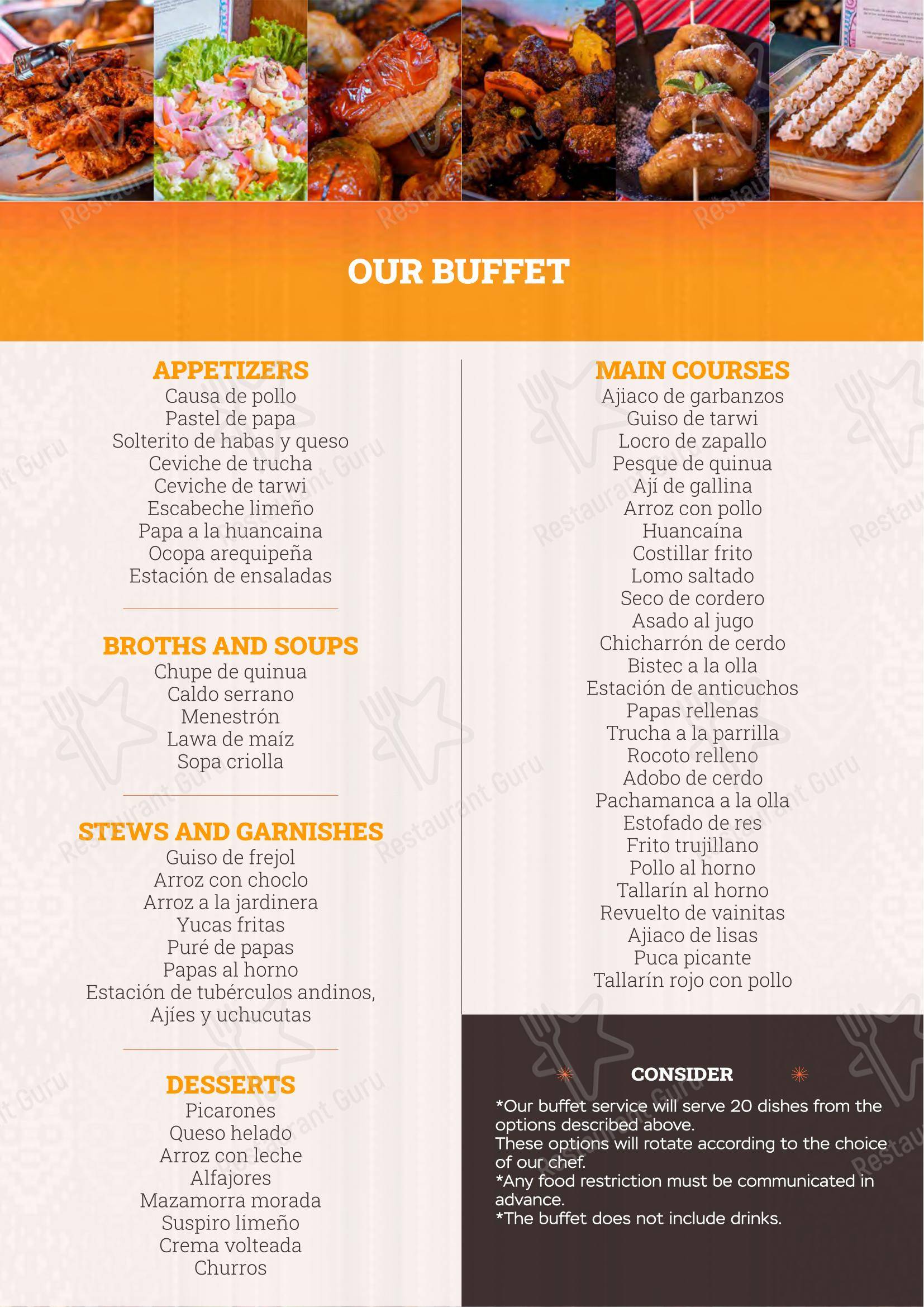 Carta de Uchu Peruvian Steakhouse, Cusco