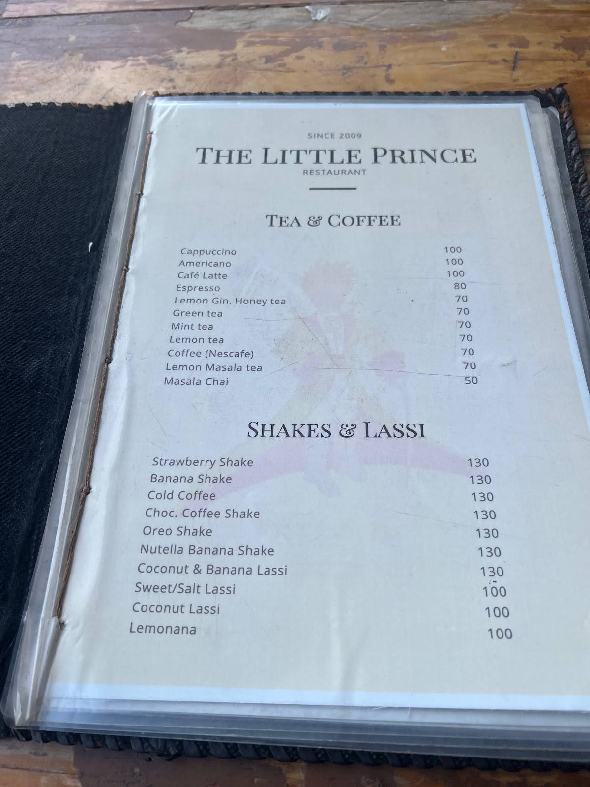 Menu at The Little Prince Restaurant, Udaipur