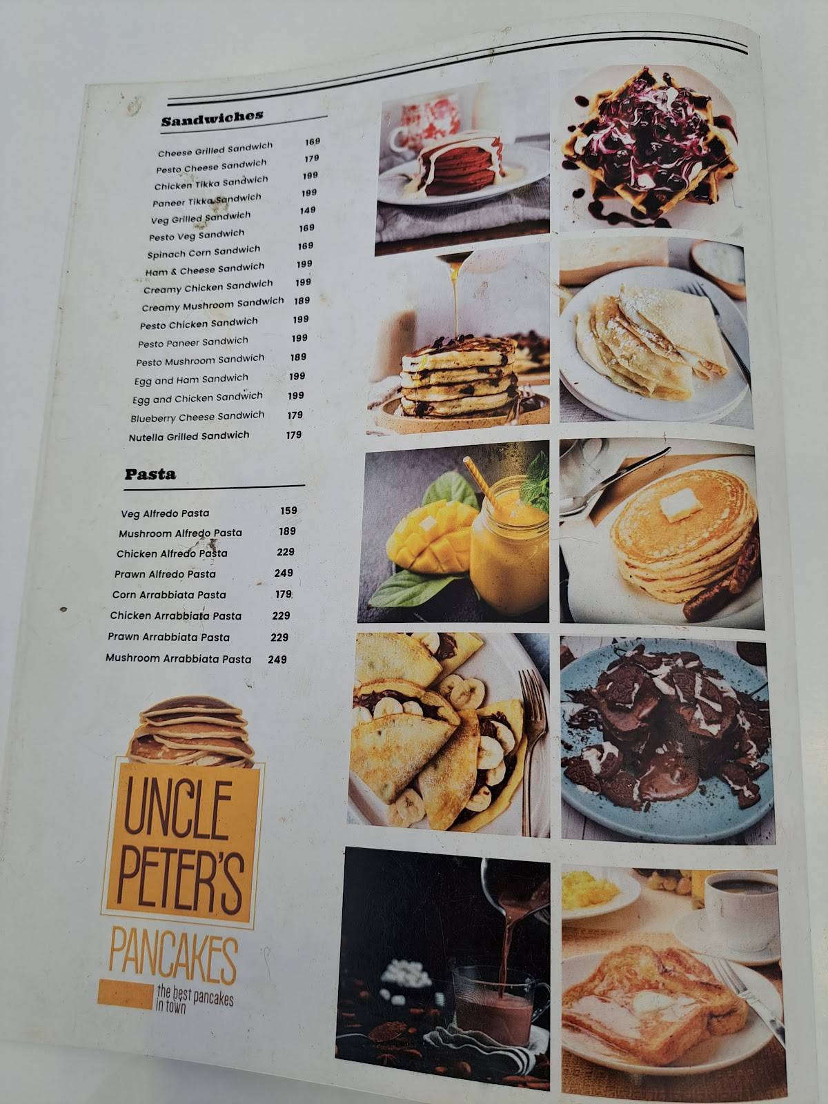 Menu at Uncle Peter's Pancakes, Puducherry