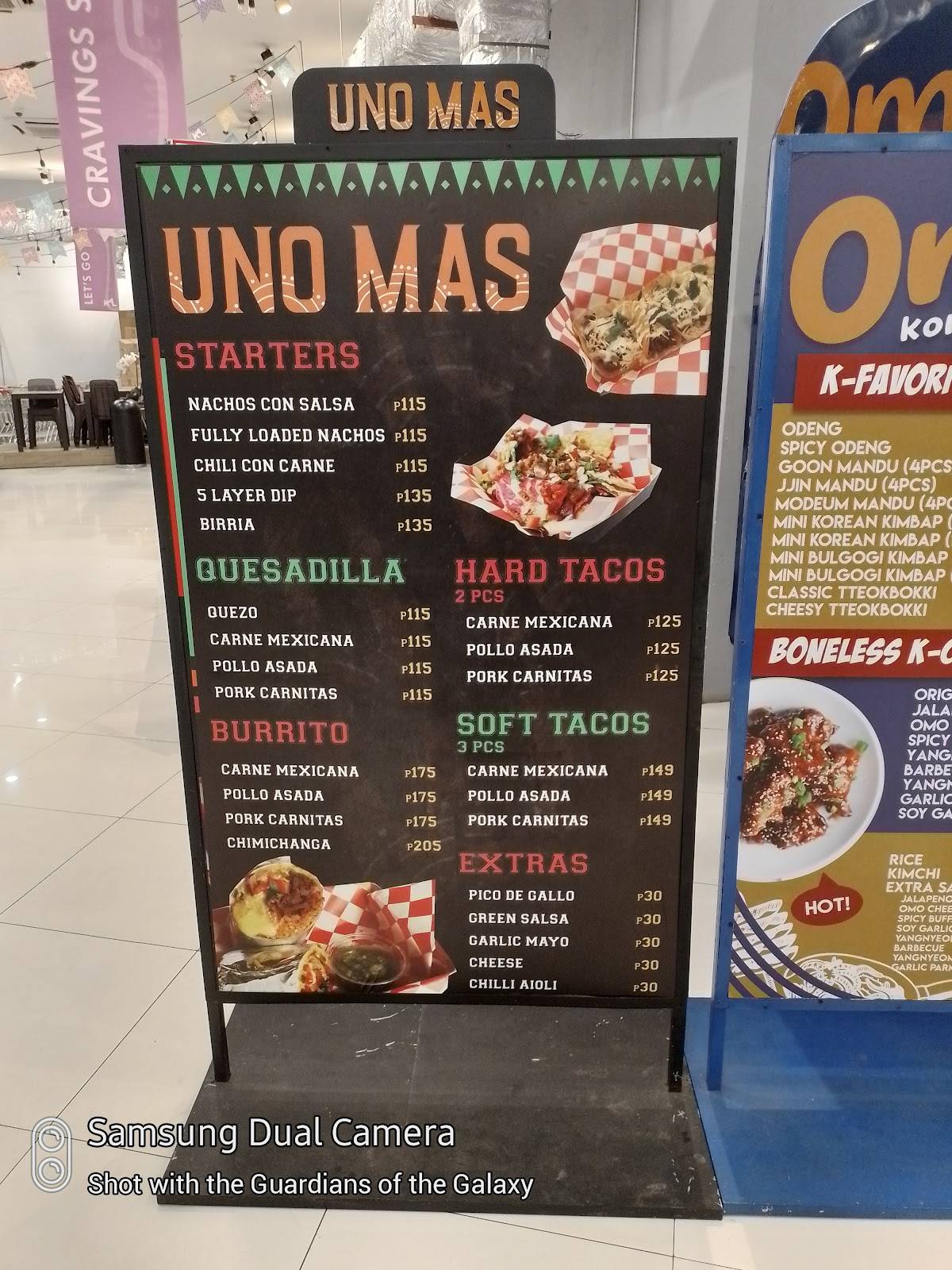 Menu at Uno Mas Taguig restaurant, Taguig