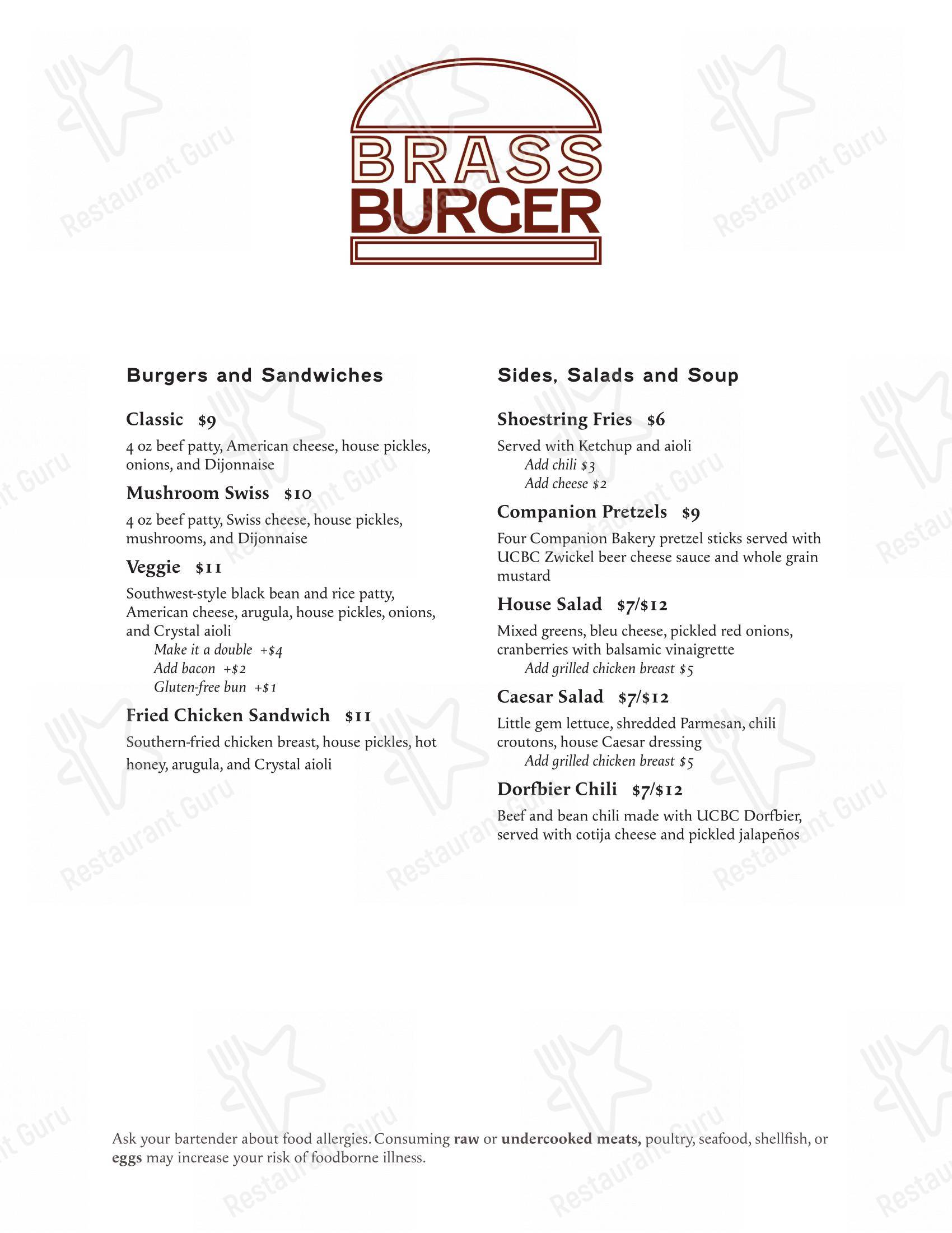 Menu at Urban Chestnut Grove Brewery and Bierhall pub & bar, St. Louis ...