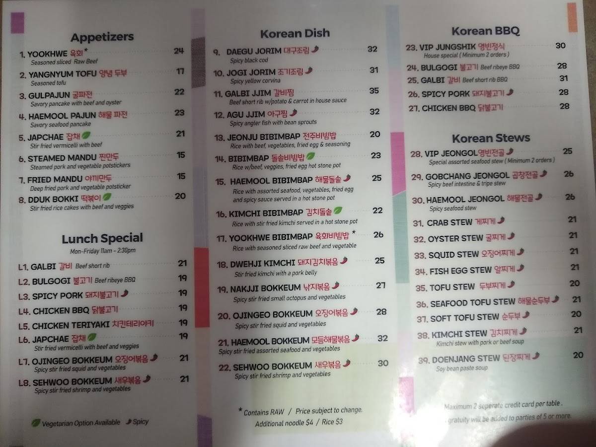Carta de VIP Restaurant, Anchorage