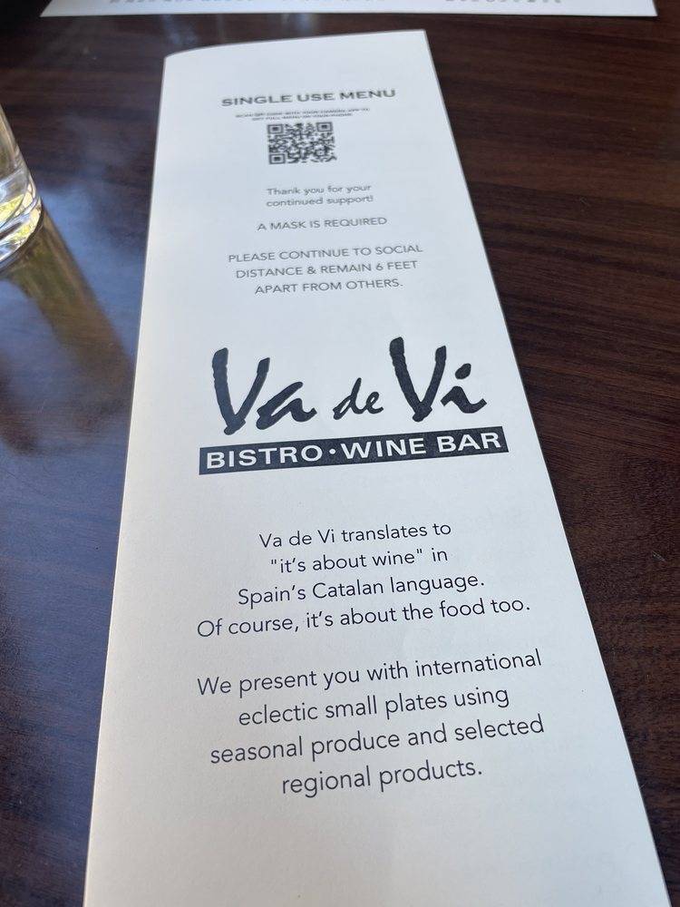 Menu at Va de Vi Bistro & Wine Bar, Walnut Creek