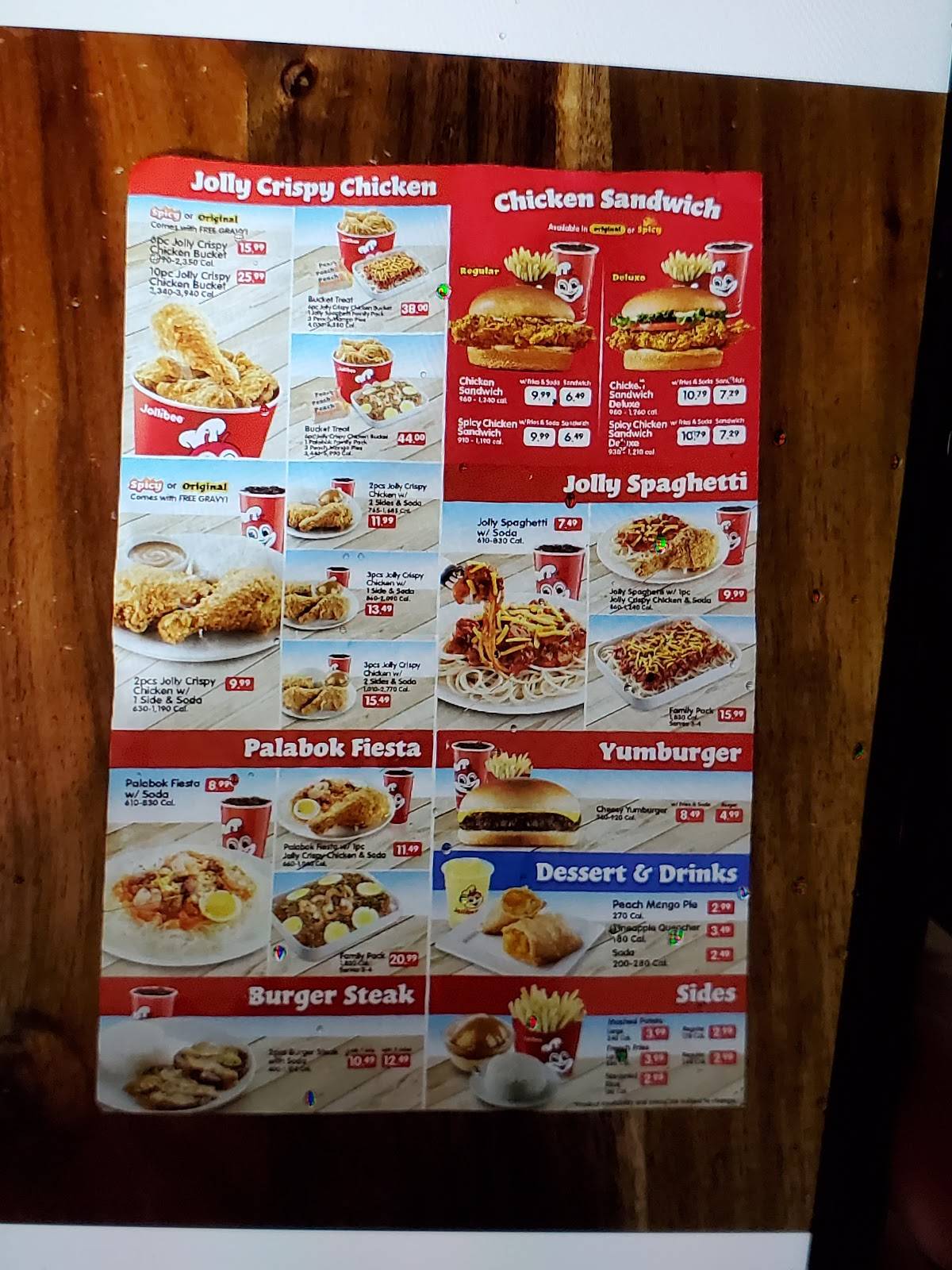 Menu at Jollibee fast food, Vancouver, 833 Granville St