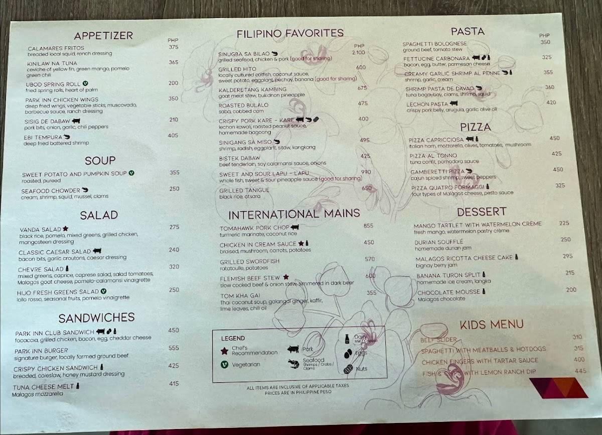 Menu at Vanda, Davao City