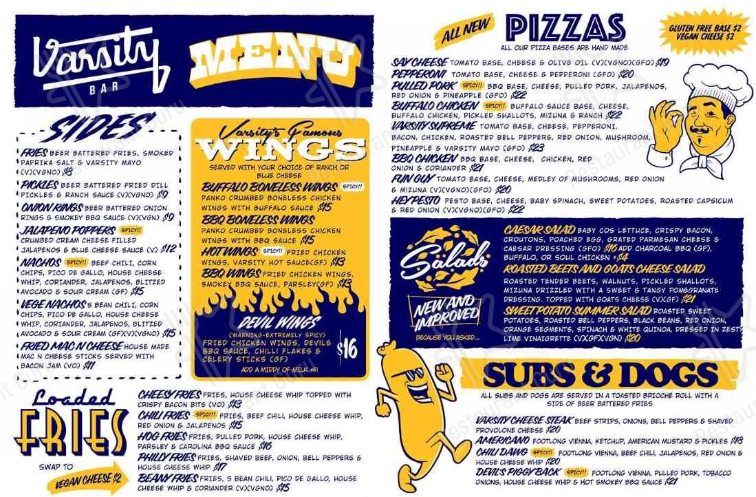 Menu at Varsity Joondalup pub & bar, Joondalup