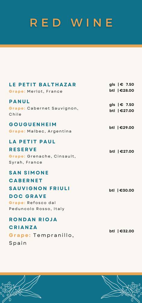 Menu at Vee Café cafe, Tramore, 1 Lower Main Street