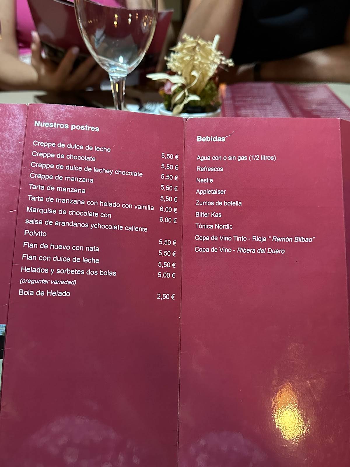 Carta del restaurante La Casa De San Mateo, Vega del San Mateo