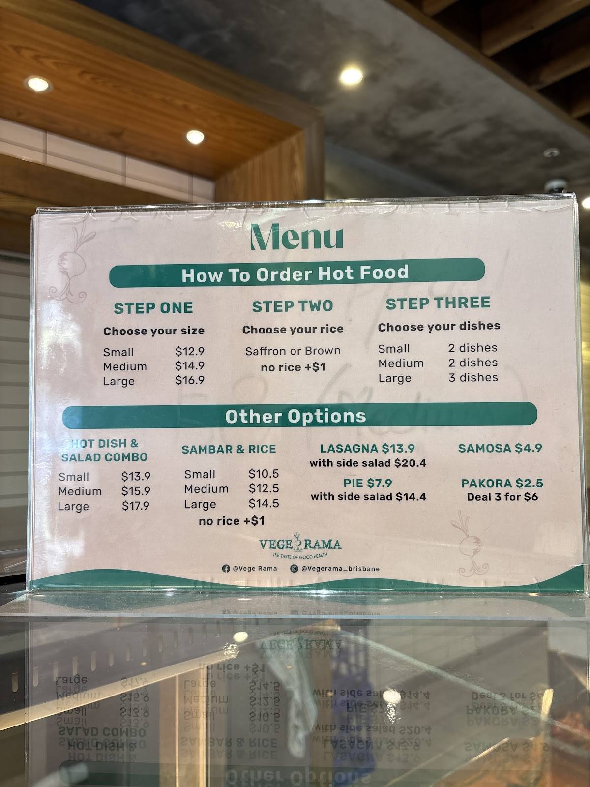 Menu at Vege Rama - Adelaide St restaurant, Brisbane City, ANZAC Square