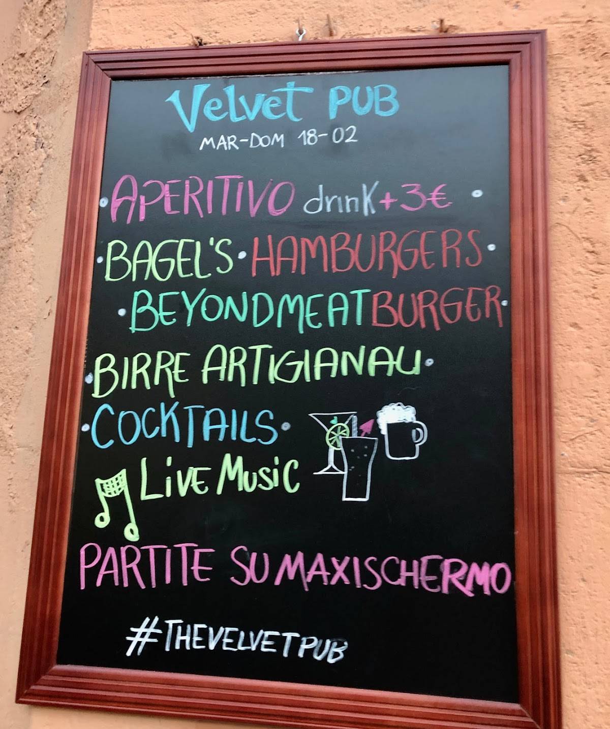 Menu da Velvet pub & bar, Roma