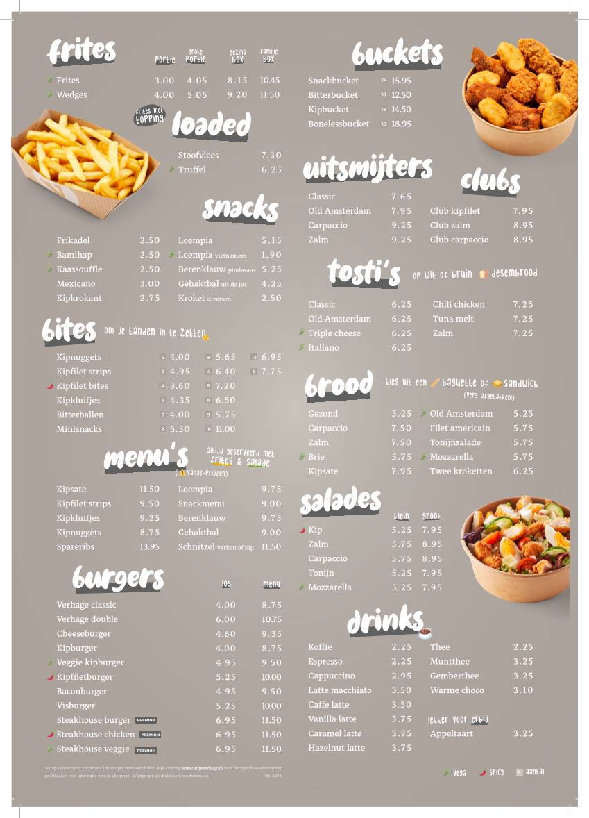 Menu at Verhage Hoogvliet, Hoogvliet Rotterdam, Slaghaam 283
