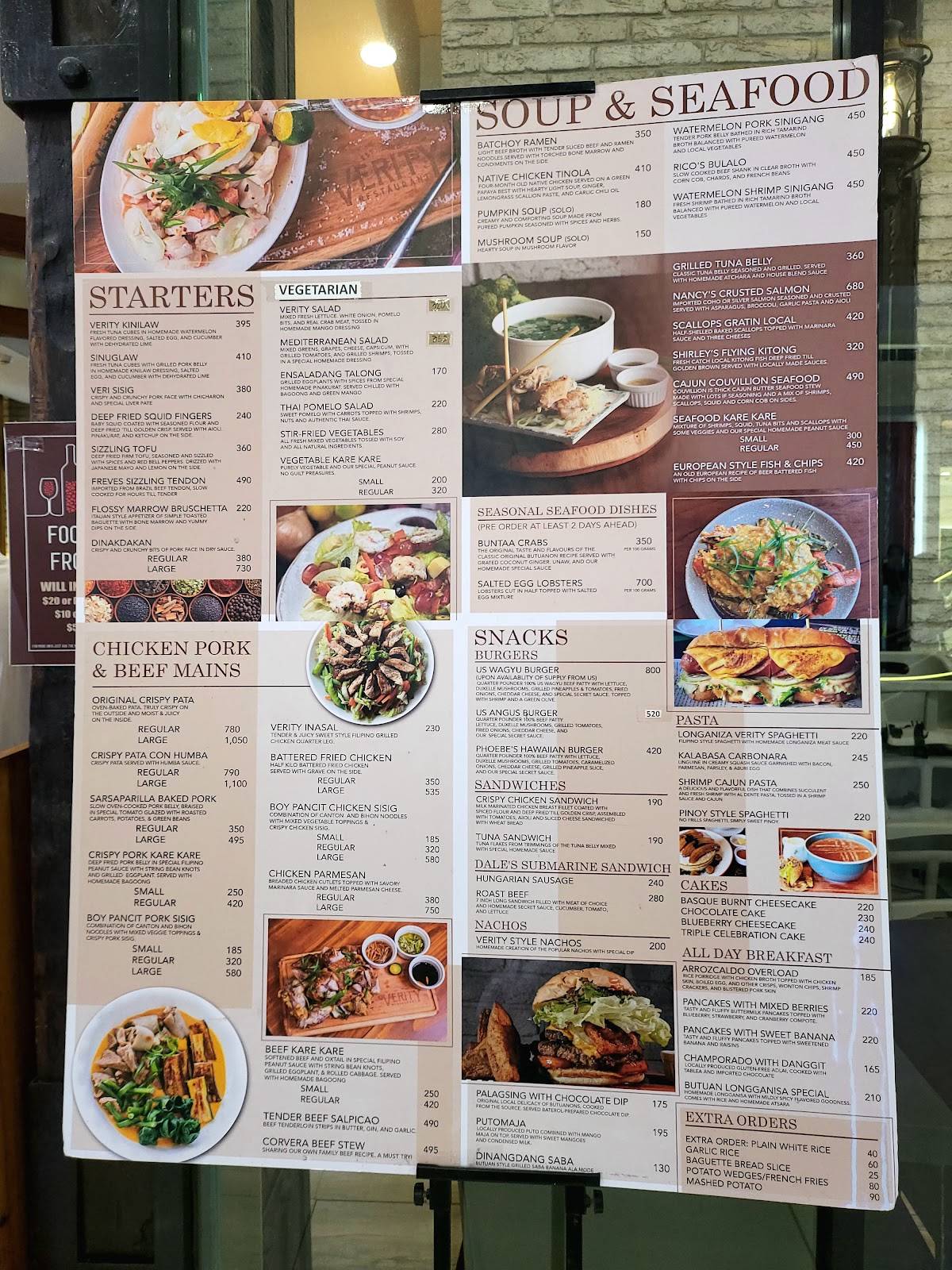 Menu at Verity Restaurant - SM City Butuan, Butuan City, SM