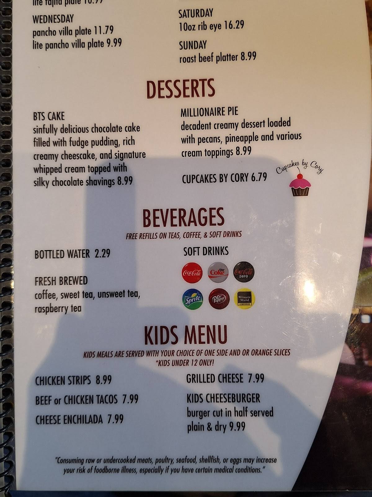 Menu at Vermillion Restaurant and Watering Hole, Brownsville