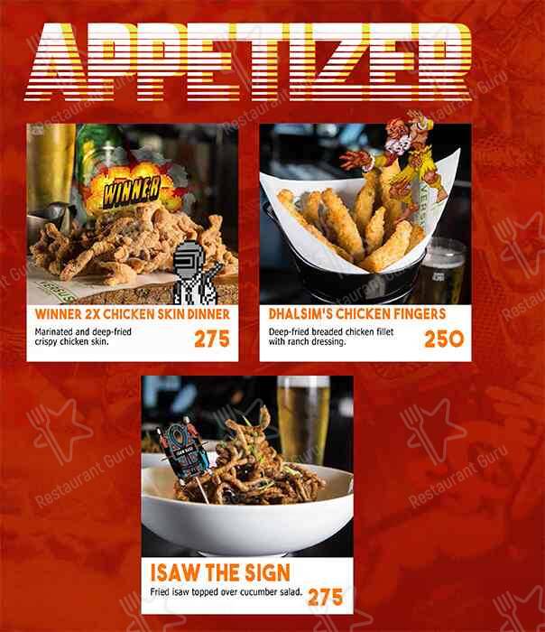 Menu at Versus Barcade PH, Taguig
