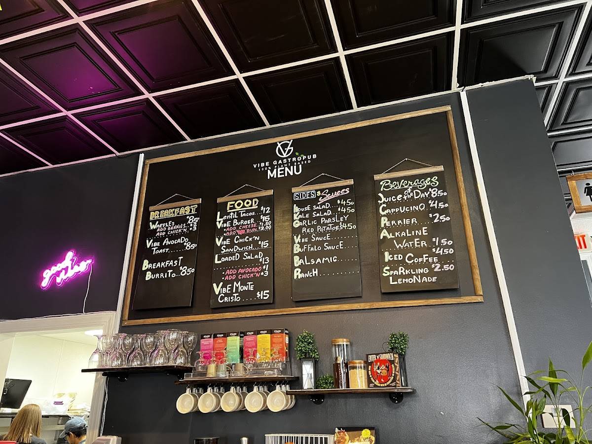Menu at Vibe Gastropub, Fayetteville