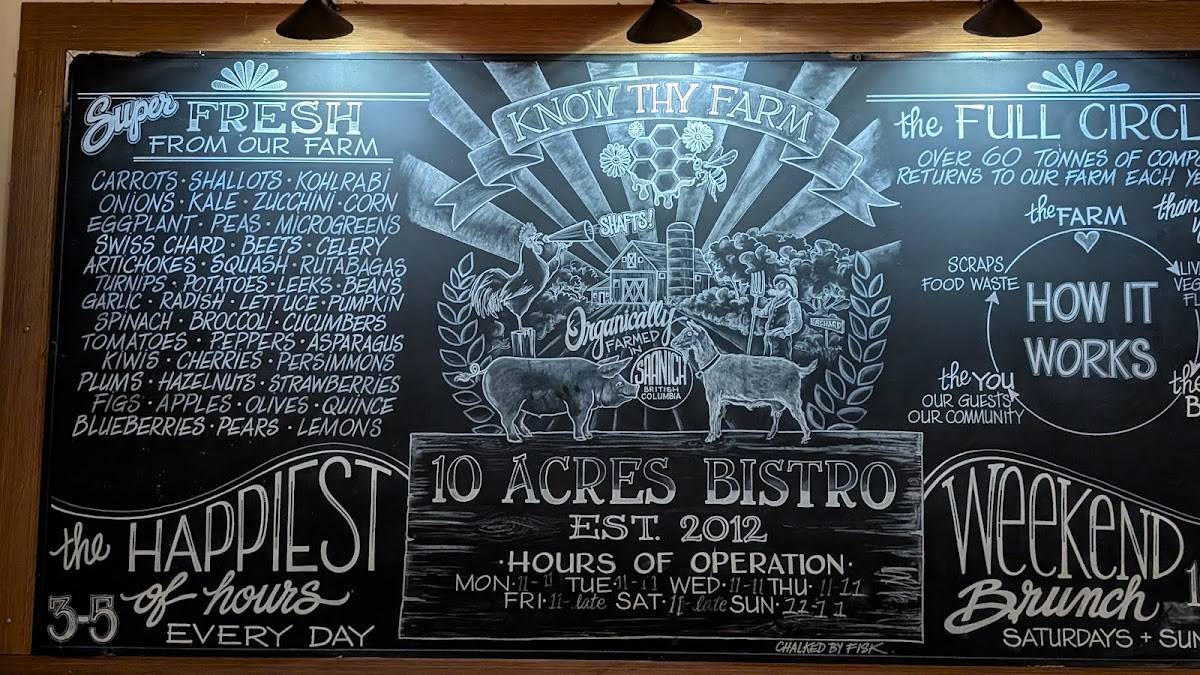 Menu at 10 Acres Bistro restaurant, Victoria